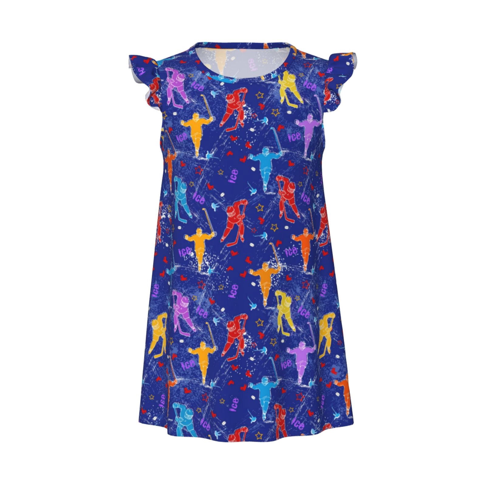 Girls Nightgowns - Ice Hockey Players With Puck Short Sleeves Princess ...