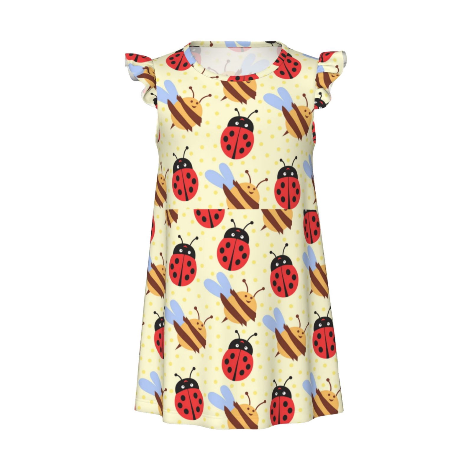 Girls Nightgowns - Ladybug And Bee Short Sleeves Princess Dress, Girls ...
