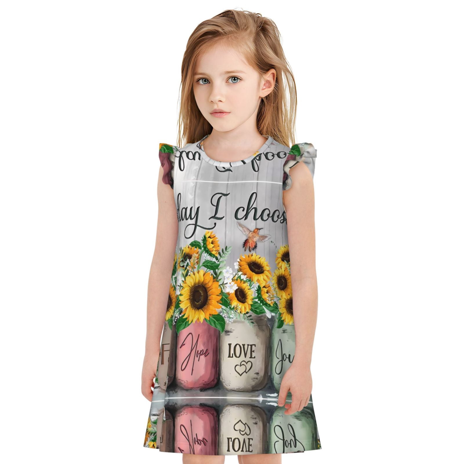 Girls Nightgowns - Love Sunflower Hummingbird Soft Comfort Flutter ...
