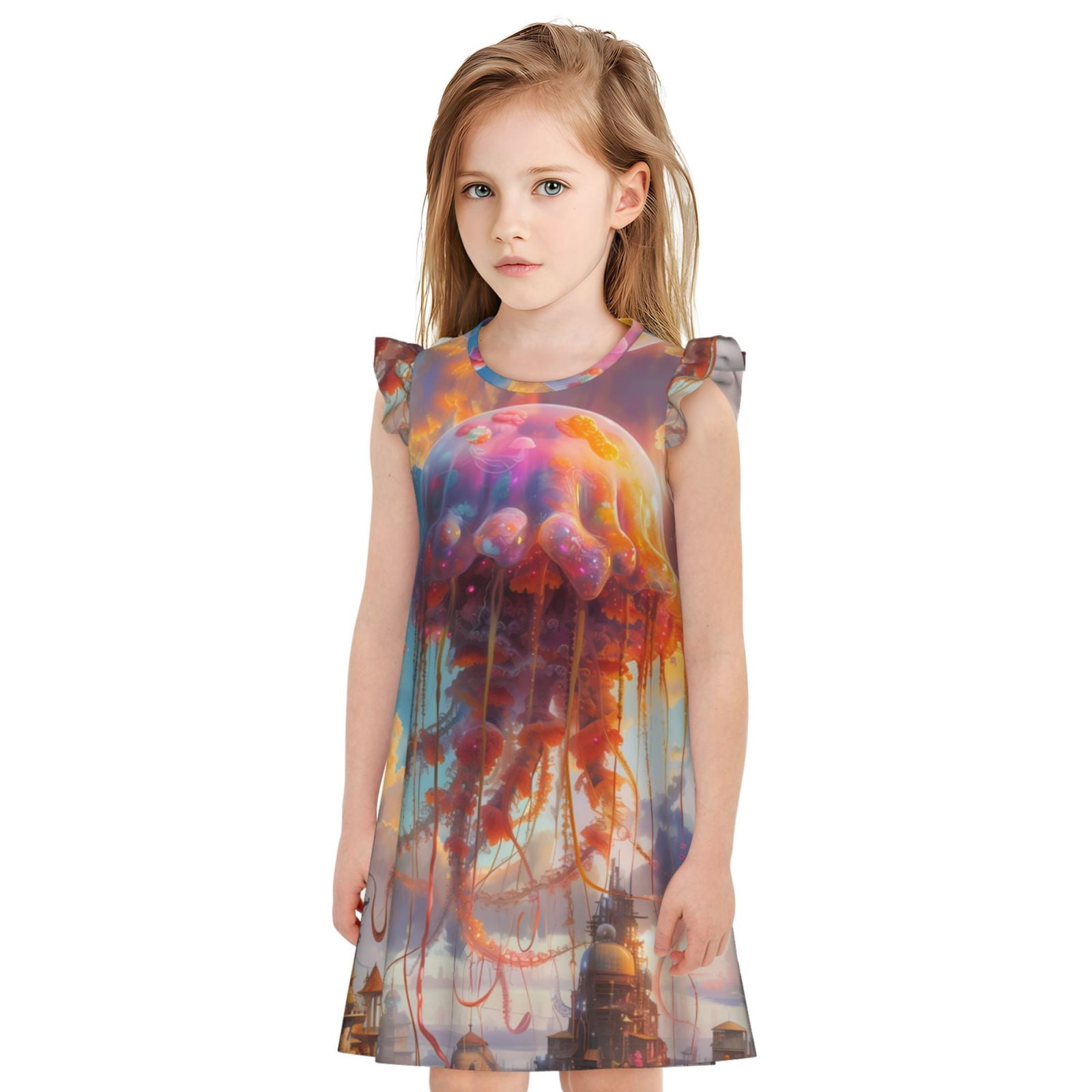 Girls Nightgowns - Majestic Sky Jellyfish Swarm Soft Comfort Flutter ...