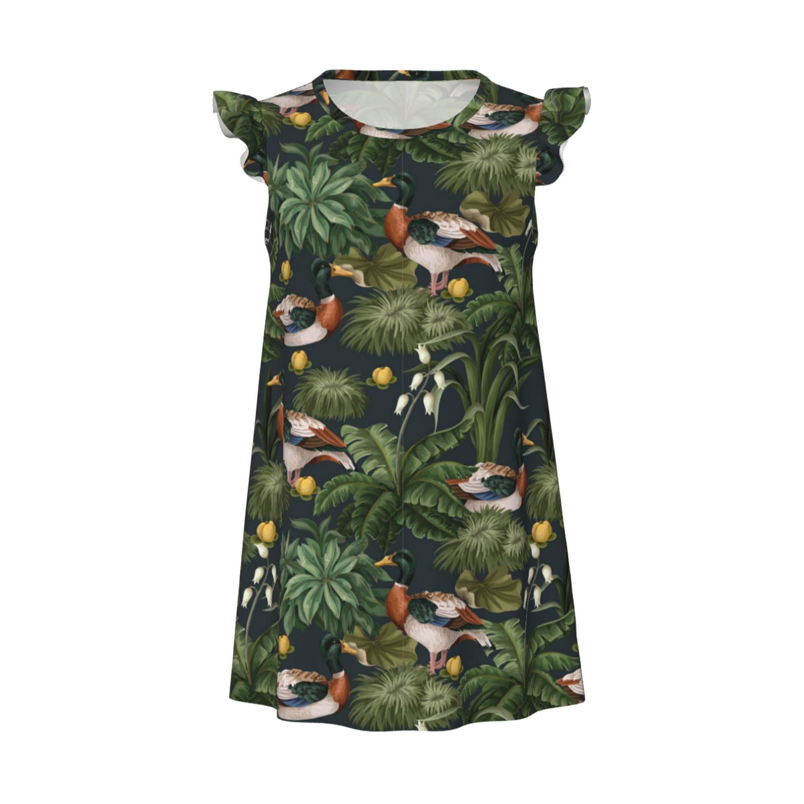 Girls Nightgowns - Mallard Ducks And Water Soft Comfort Flutter Sleeves ...