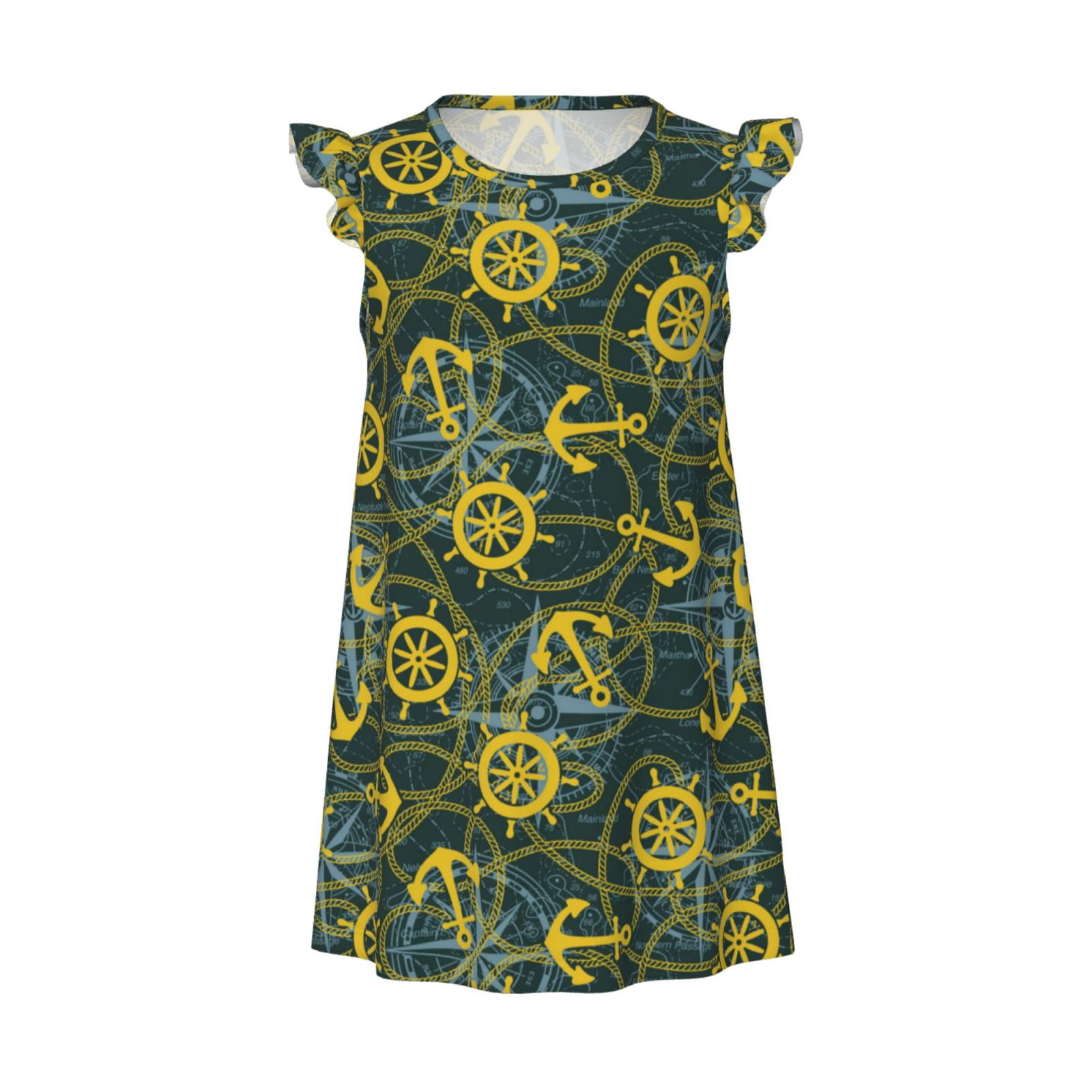 Girls Nightgowns - Marine Anchors And Compass Soft Comfort Flutter ...