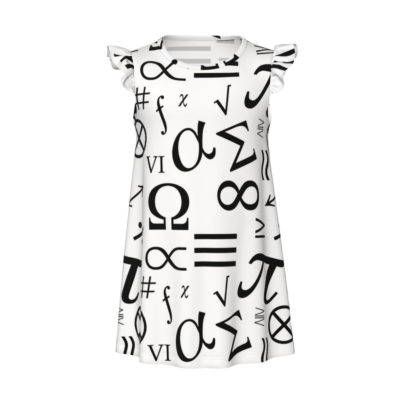 Girls Nightgowns - Math Symbol Print funny Soft Comfort Flutter Sleeves ...