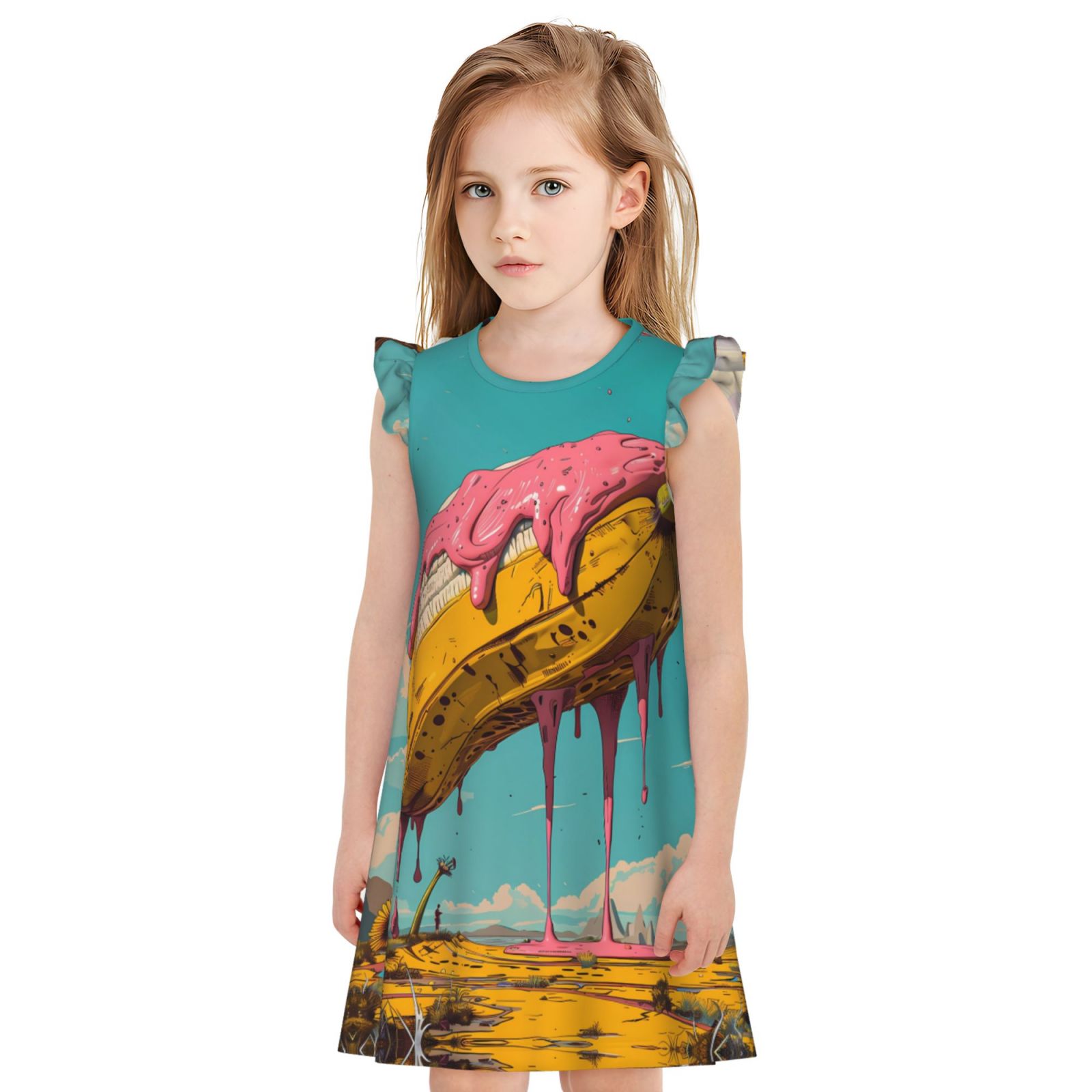 Girls Nightgowns - Melting Banana Fantasy Soft Comfort Flutter Sleeves ...