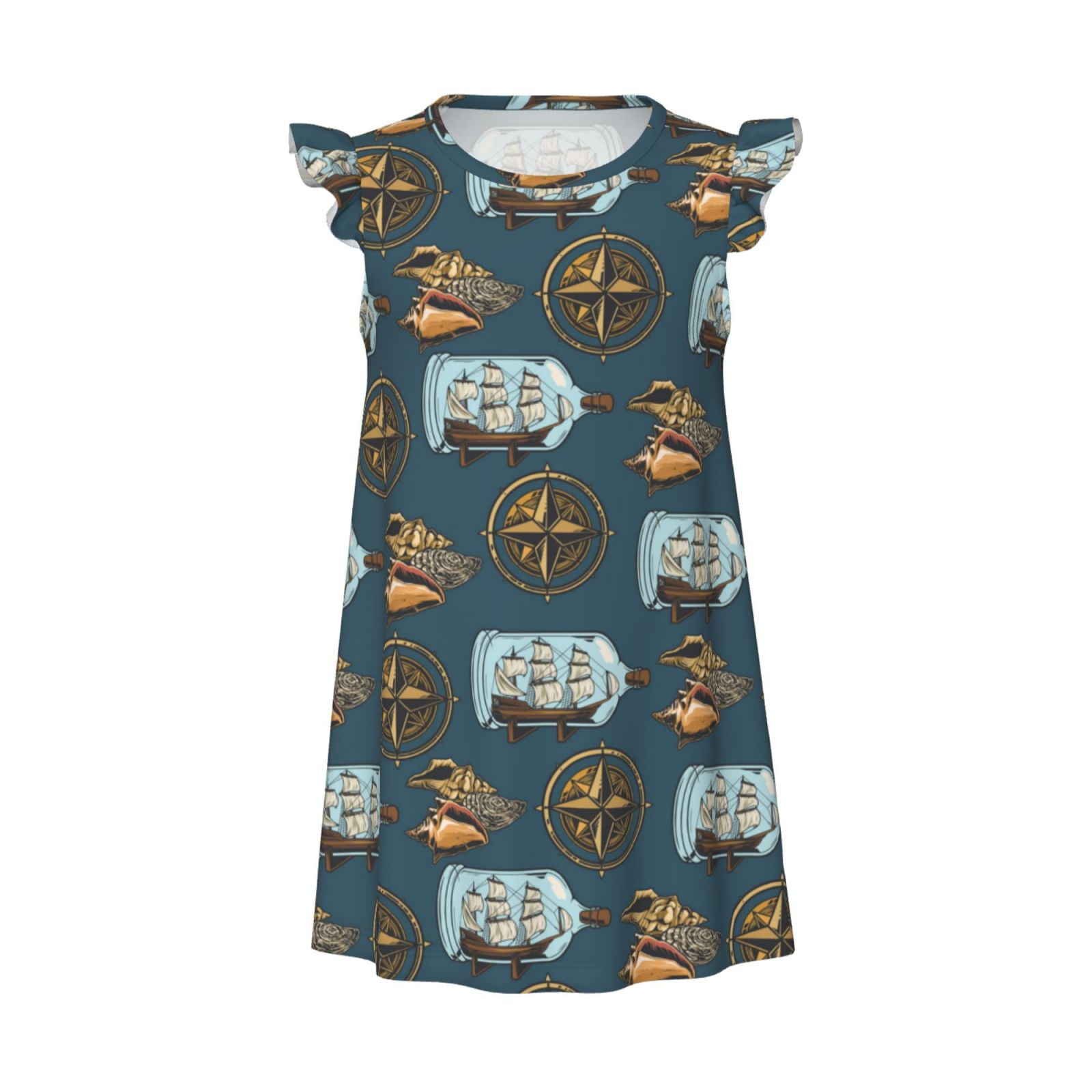 Girls Nightgowns - Miniature Ship In Bottle Soft Comfort Flutter ...