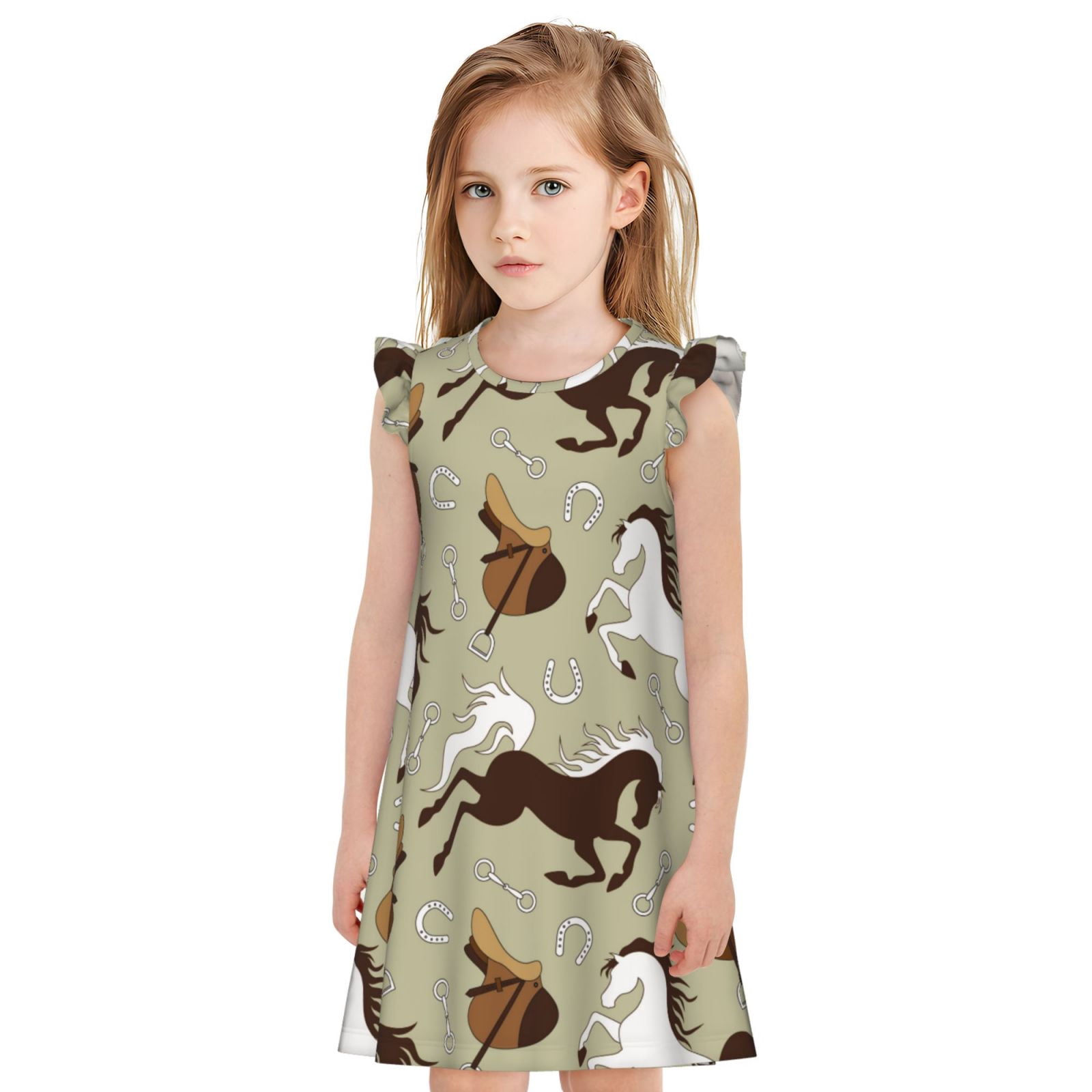 Girls Nightgowns - Minimalist Cool Horse Saddle_A Flutter Sleeves ...