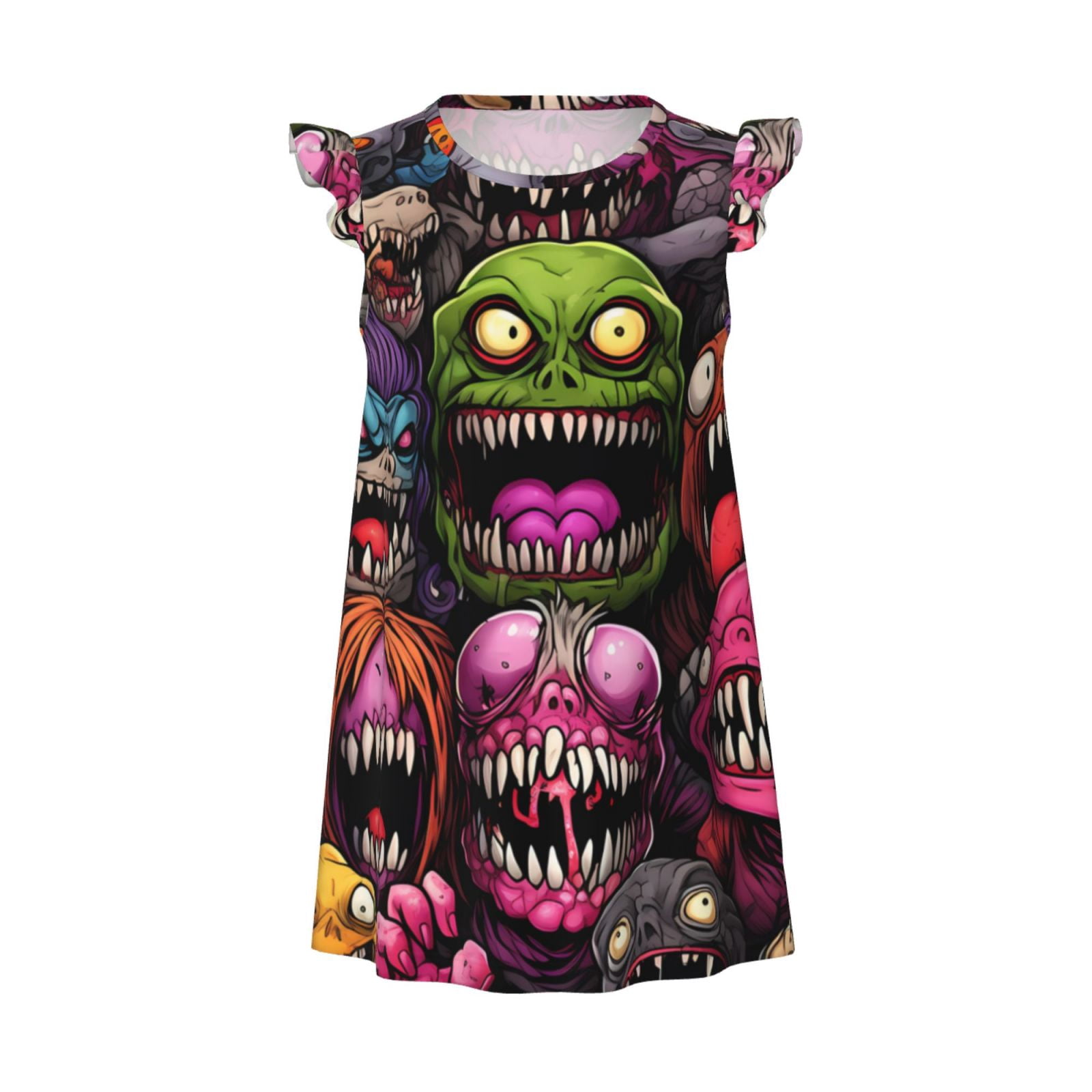 Girls Nightgowns - Monstrous Cartoon Characters Soft Comfort Flutter ...