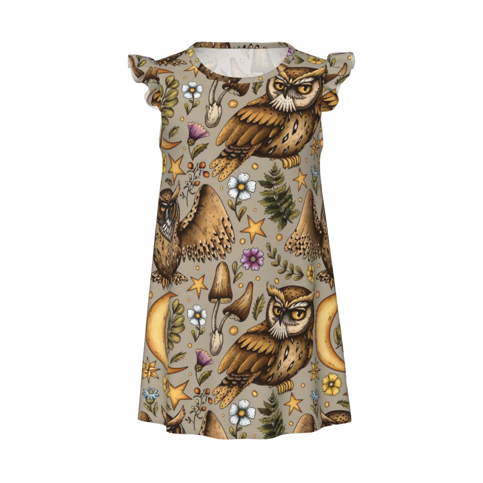 Girls Nightgowns - Moon Mushroom Owl Flowers Soft Comfort Flutter ...