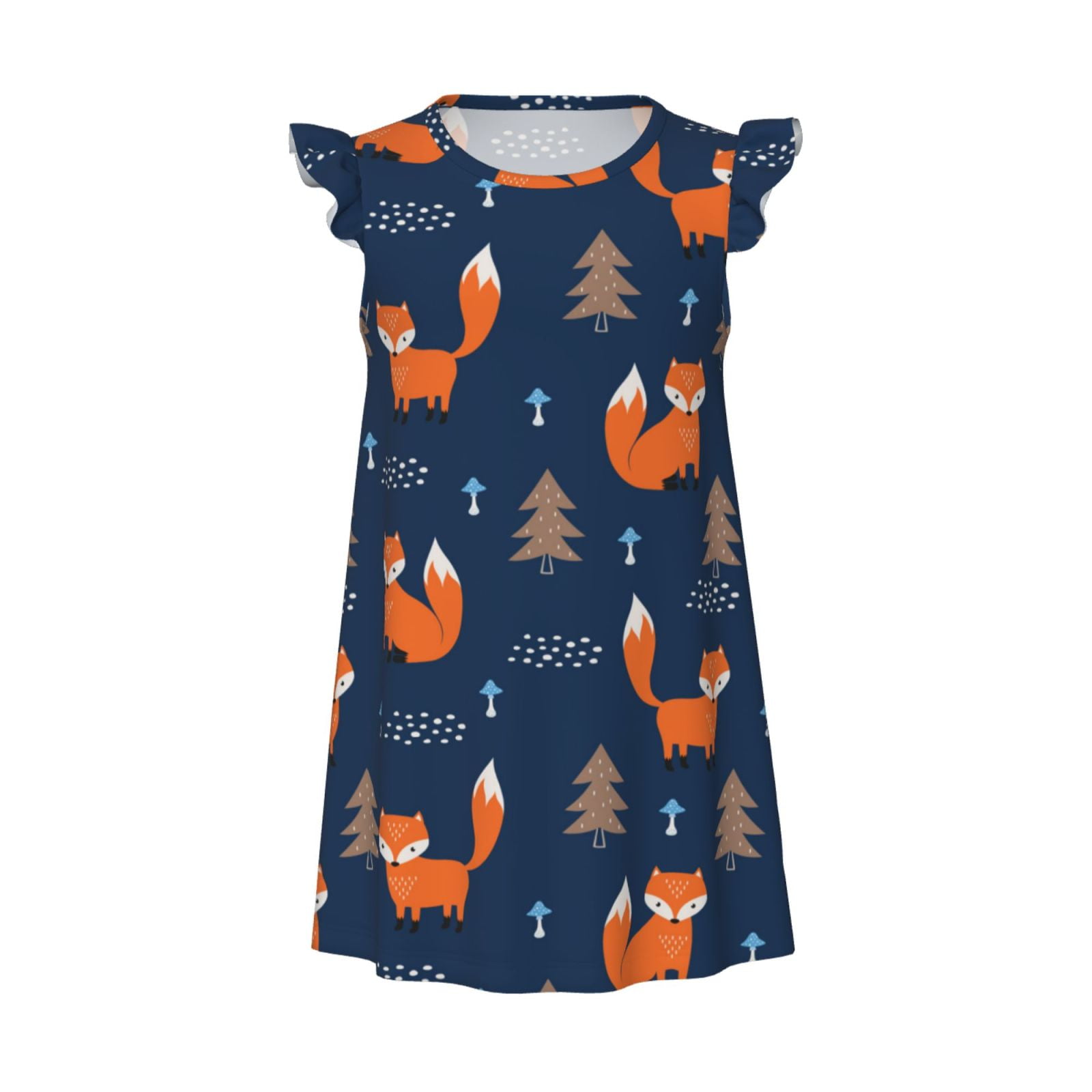 Girls Nightgowns, Mushroom Tree Fox Pajamas for Girls, Soft Flutter ...