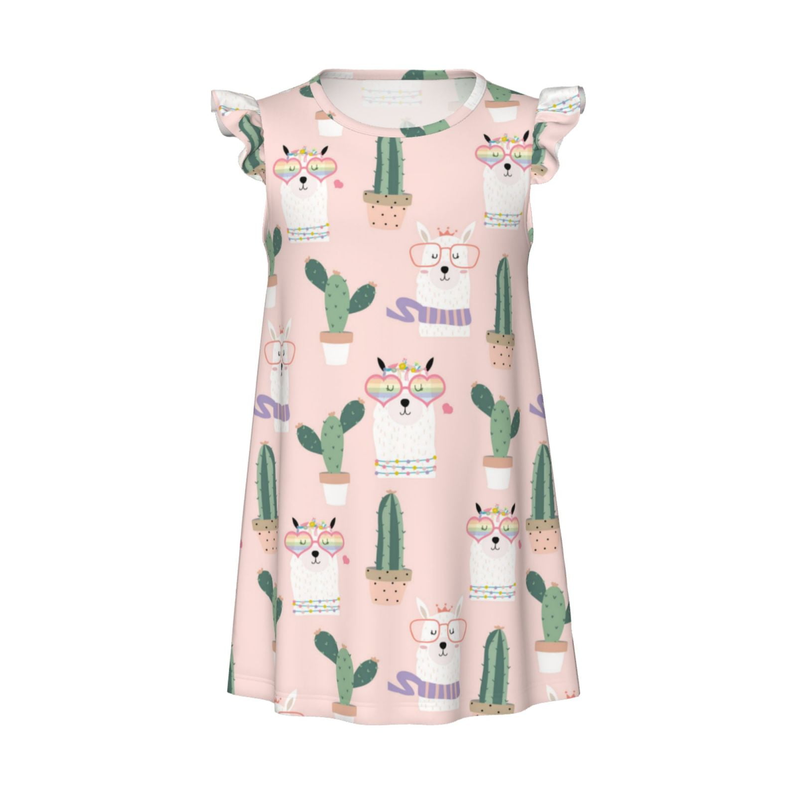 Girls Nightgowns - Pink cute glasses cactus funny Short Sleeves Pajamas ...