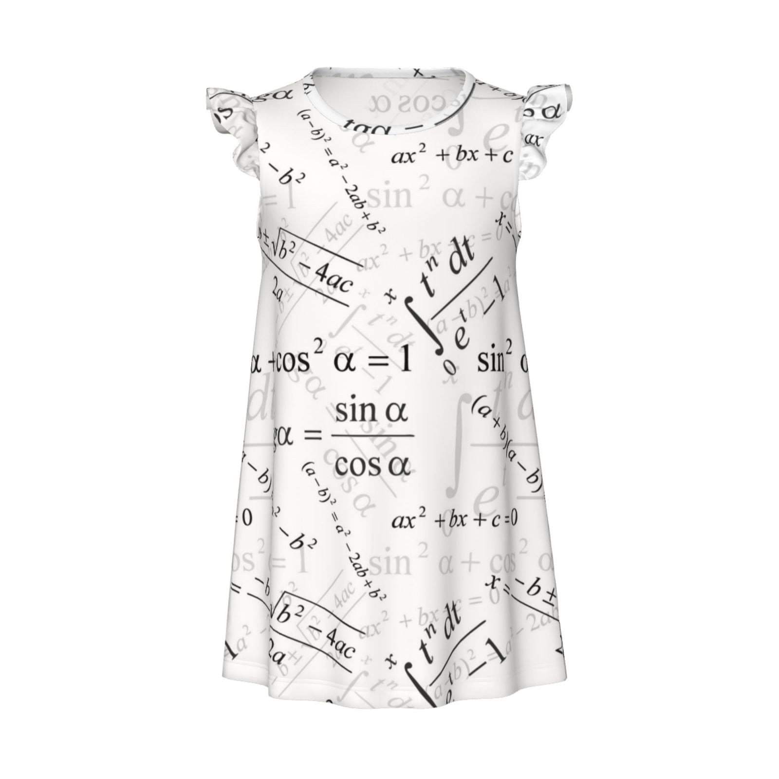 Girls Nightgowns - Print equation Math Soft Comfort Flutter Sleeves ...