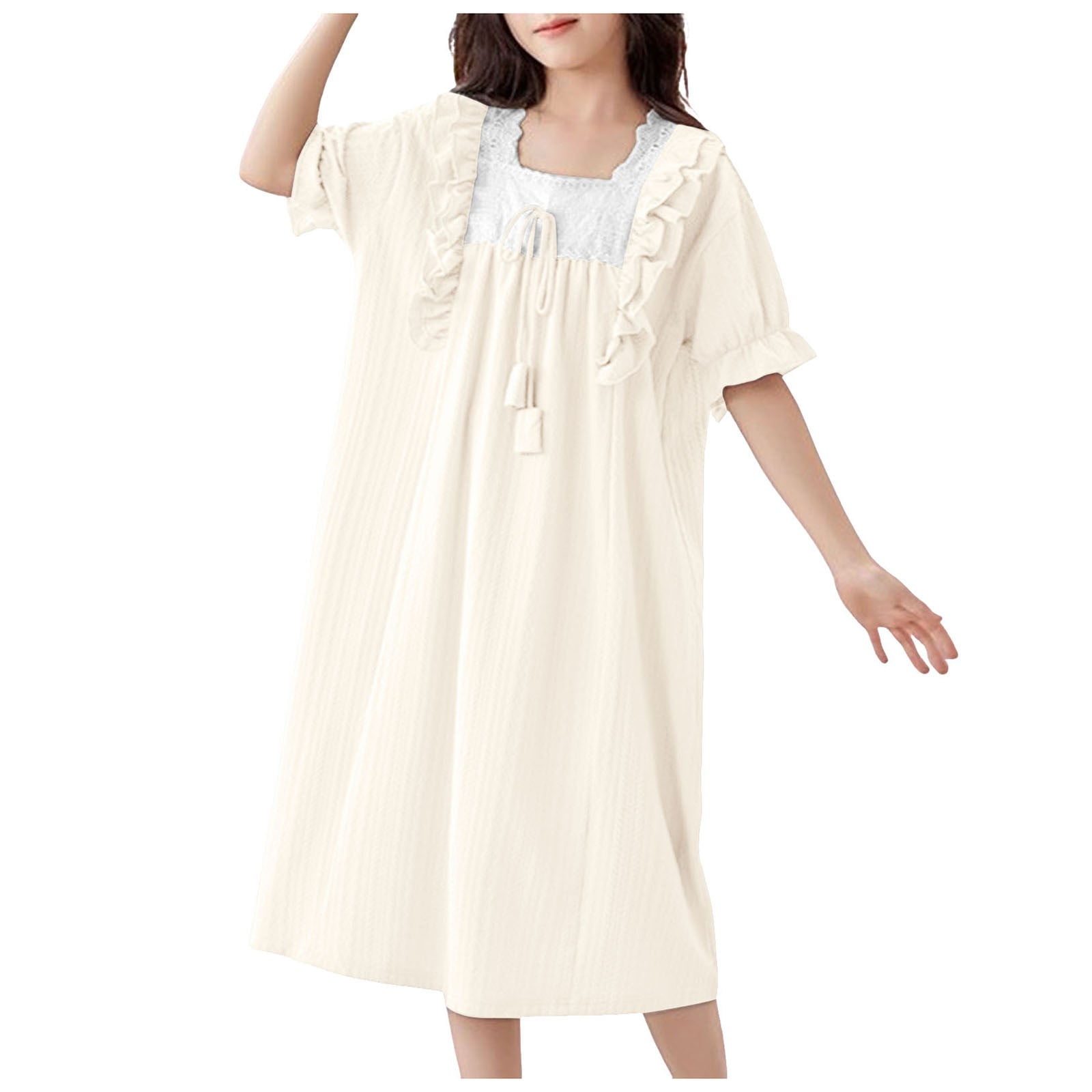 Toddler Nightgown Princess Girls Nightgowns Puff Short Sleeve Sleepwear ...