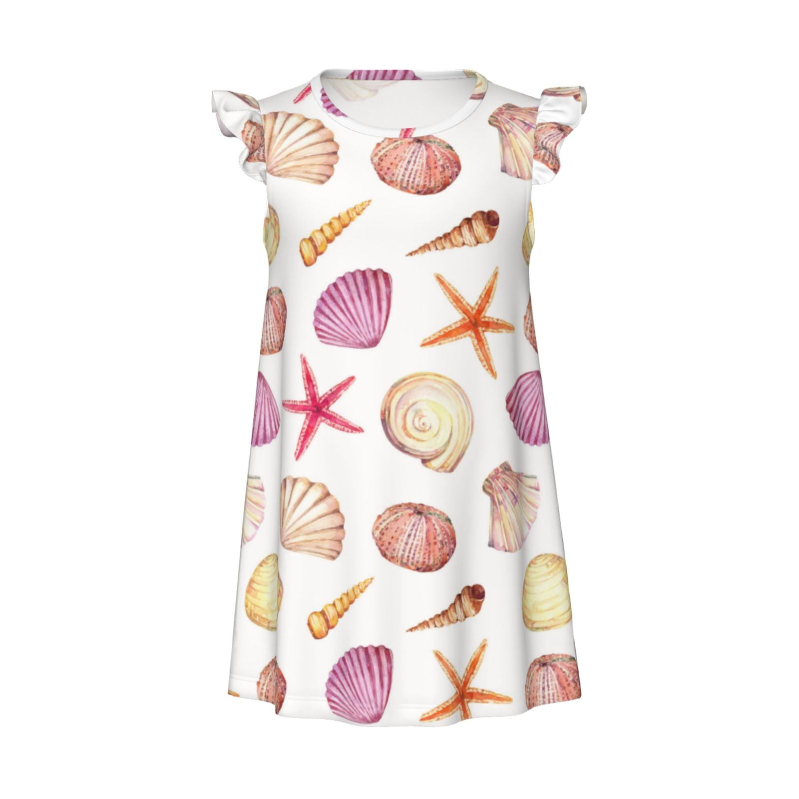 Girls Nightgowns - Purple White Shell Conch Soft Comfort Flutter ...