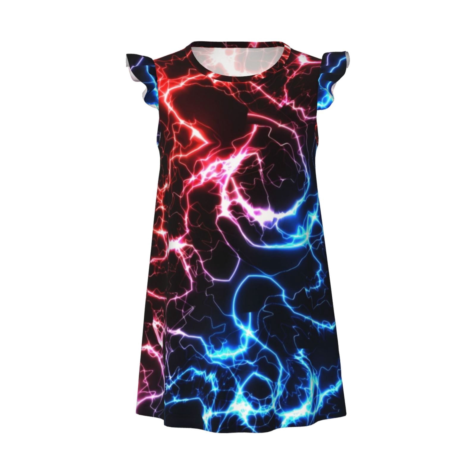 Girls Nightgowns - Red And Blue Lightning Short Sleeves Pajamas Dress ...