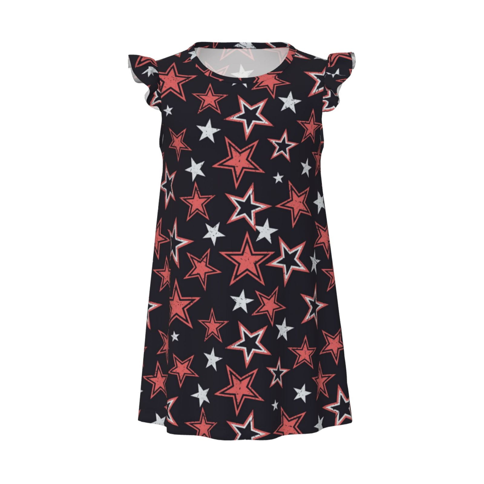 Girls Nightgowns - Red Star Soft Comfort Flutter Sleeves Night Sleep ...
