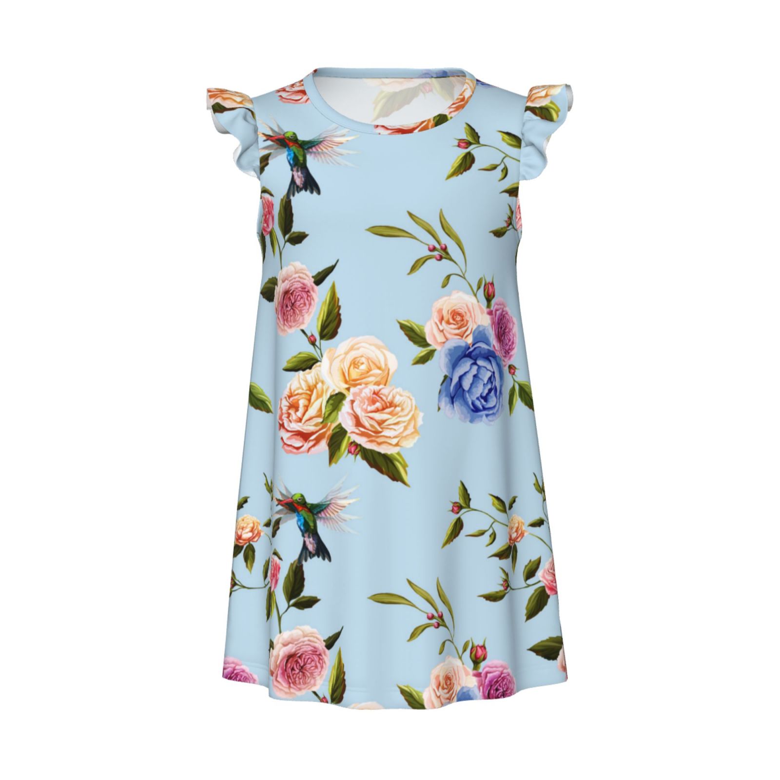 Girls Nightgowns, Rose Hummingbird Flutter Sleeve Pajamas Nightdress ...