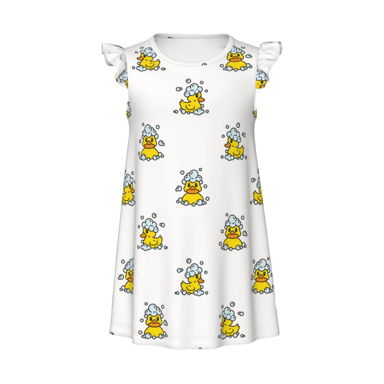 Girls Nightgowns, Rubber Duck Showe Flutter Sleeve Pajamas Nightdress ...