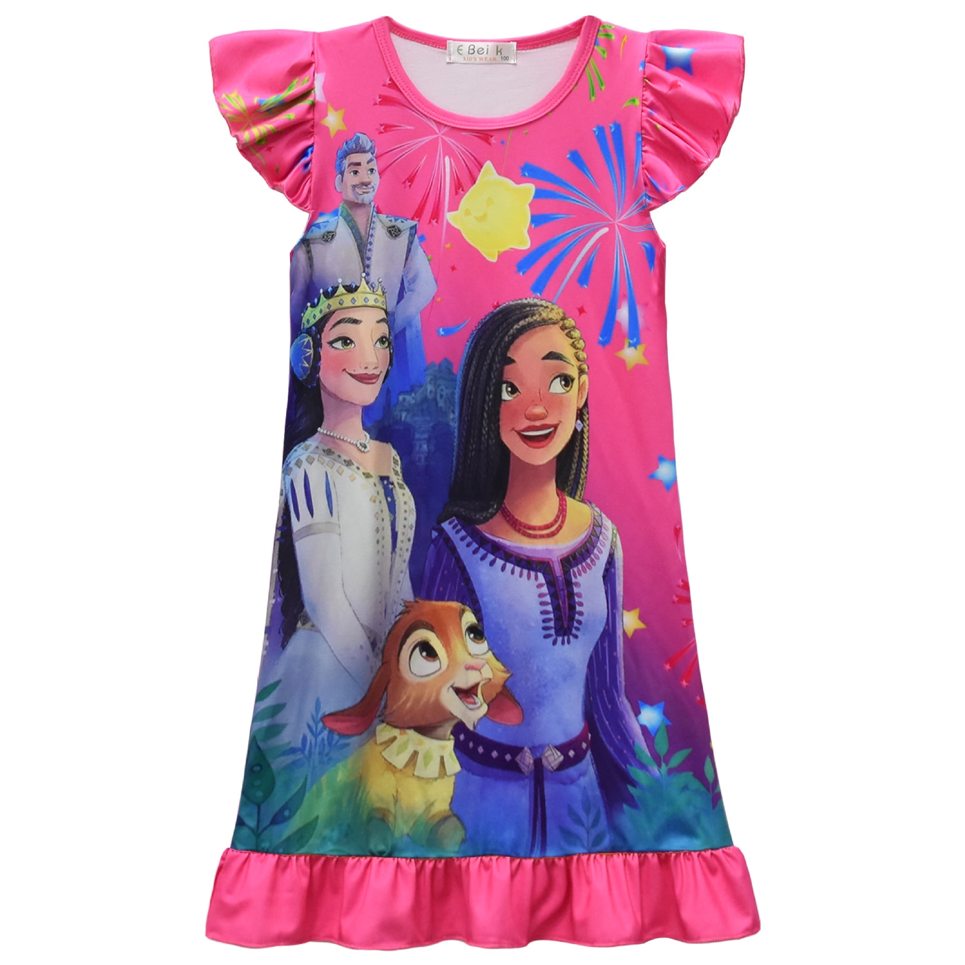 Girls Nightgowns Short Sleeves Sleep Shirts Pajama Cute Nightie Dress 2 ...