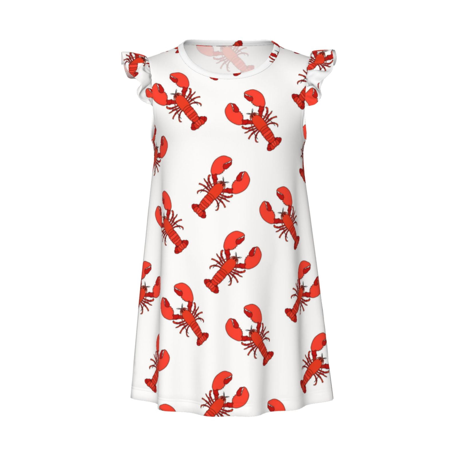 Girls Nightgowns - Shrimp Pattern No.J92 Soft Comfort Flutter Sleeves ...