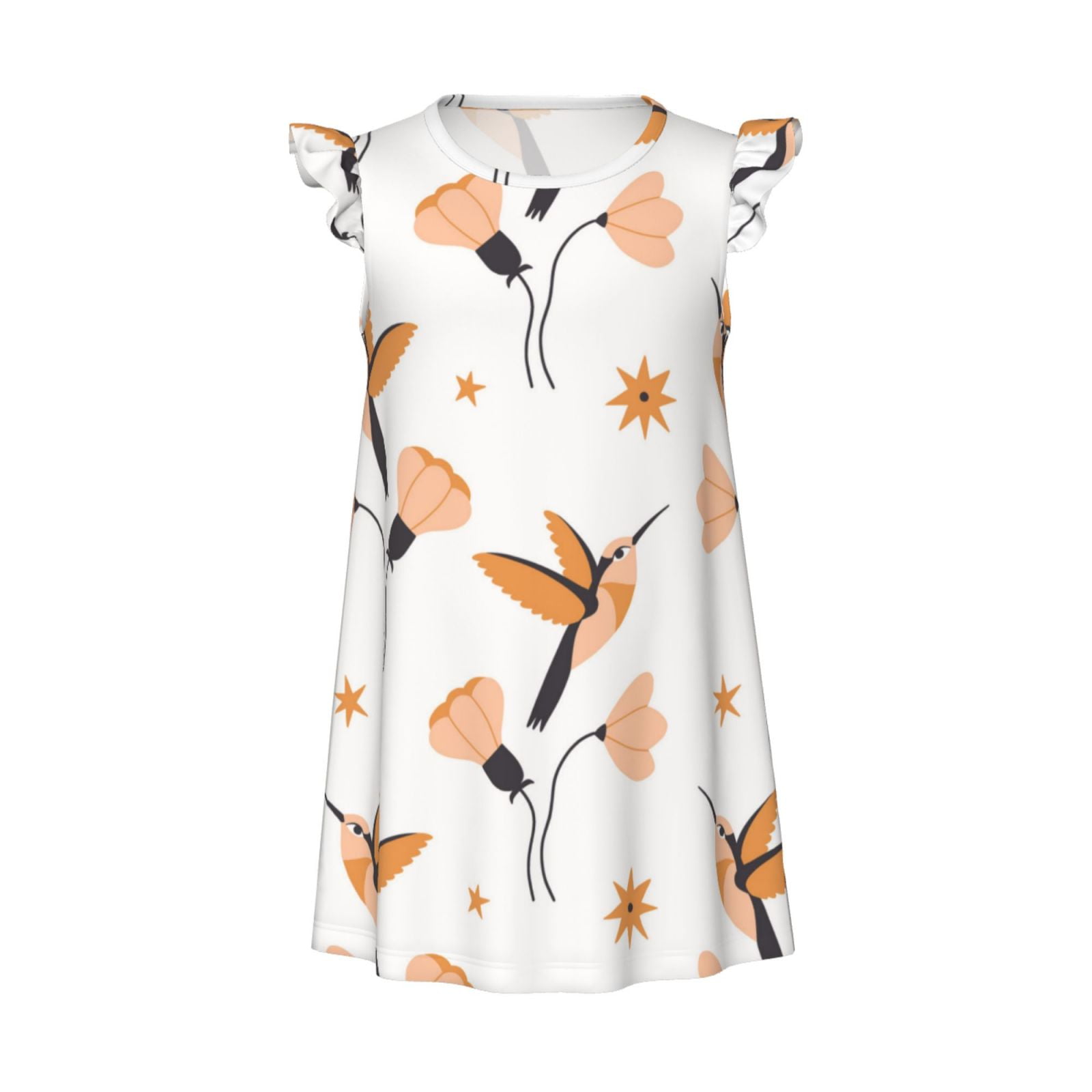 Girls Nightgowns - Simple Hummingbird Flower Soft Comfort Flutter ...