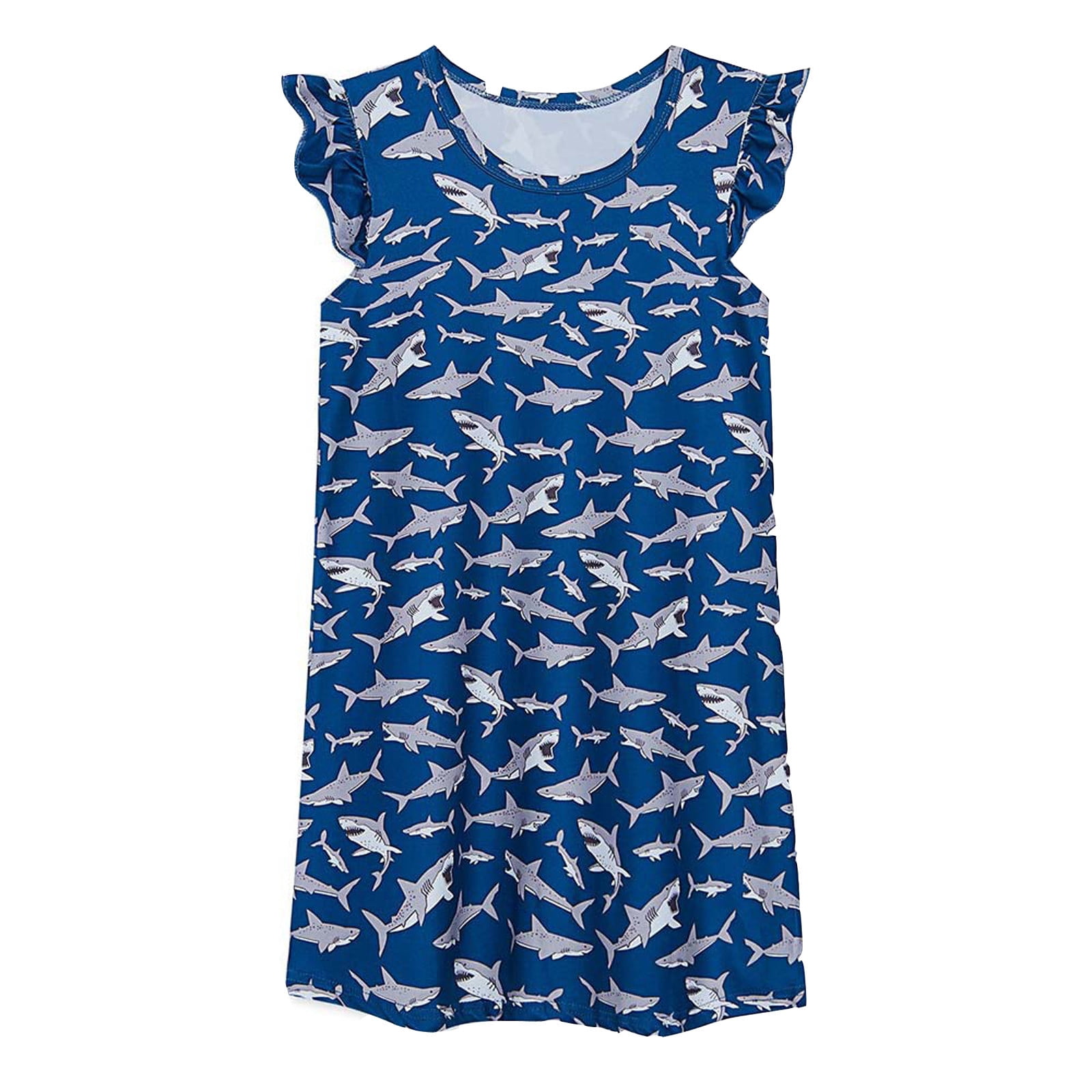 Girls Nightgowns Sleepwear Short Sleeve Solod Color Pajama Dress Soft ...