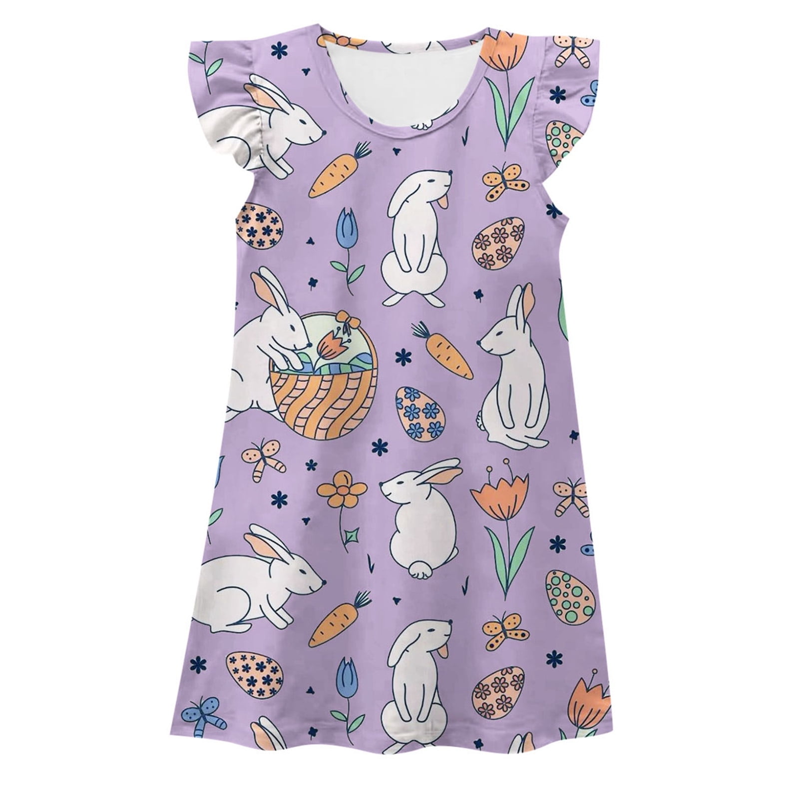 Girls Nightgowns Sleepwear Short Sleeve Solod Color Pajama Dress Soft ...