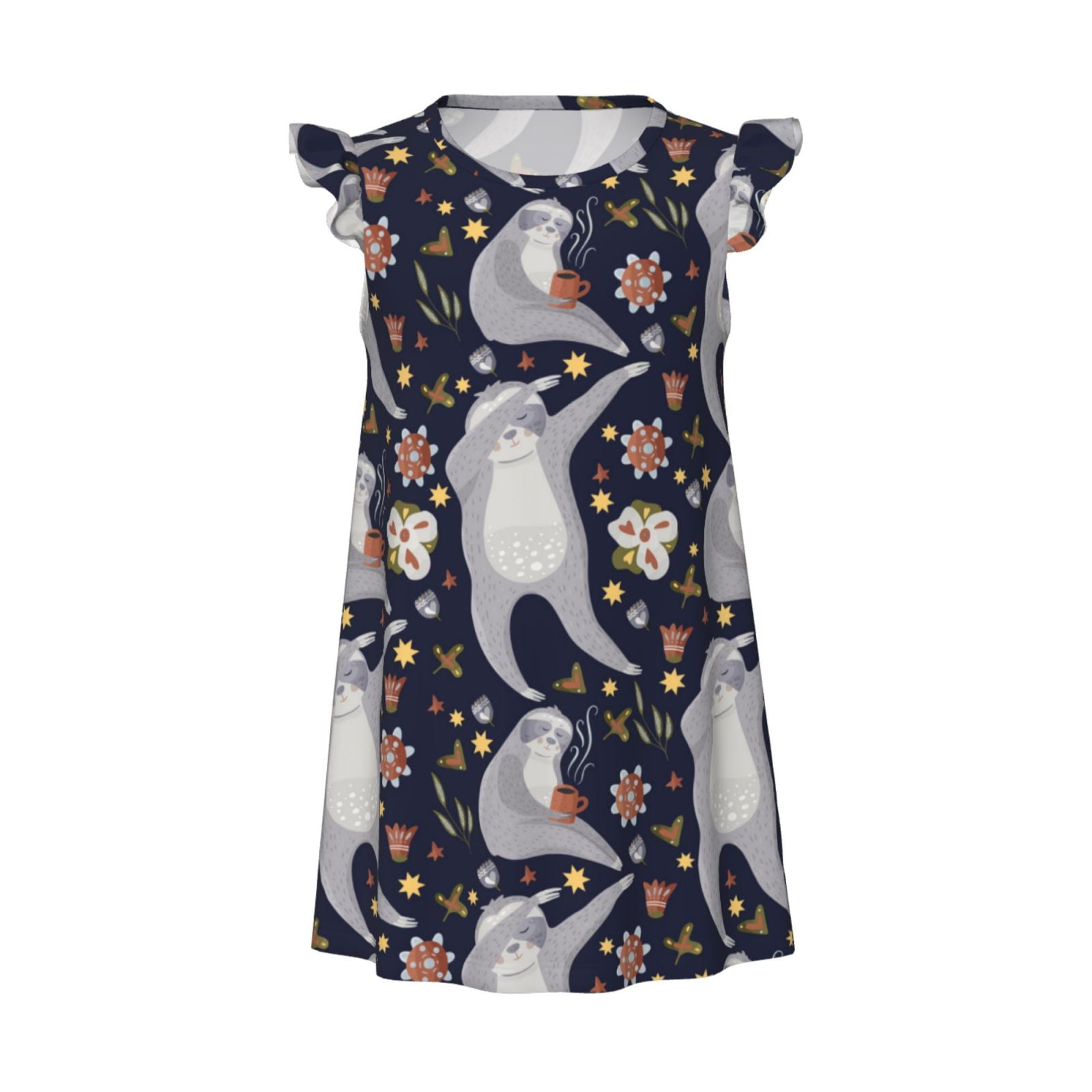 Girls Nightgowns - Sloths Dancing Short Sleeves Princess Dress, Girls ...