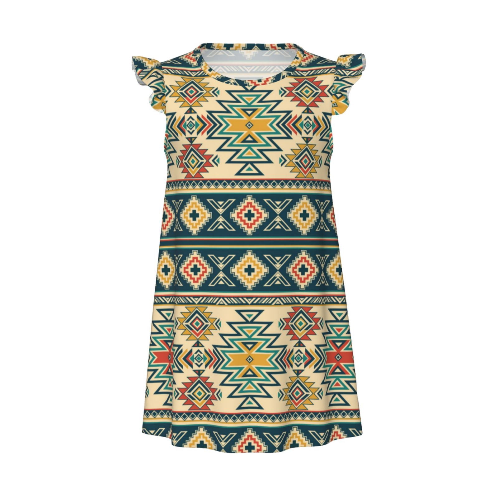 Girls Nightgowns, Traditional Tribal Aztec1 Flutter Sleeve Pajamas ...