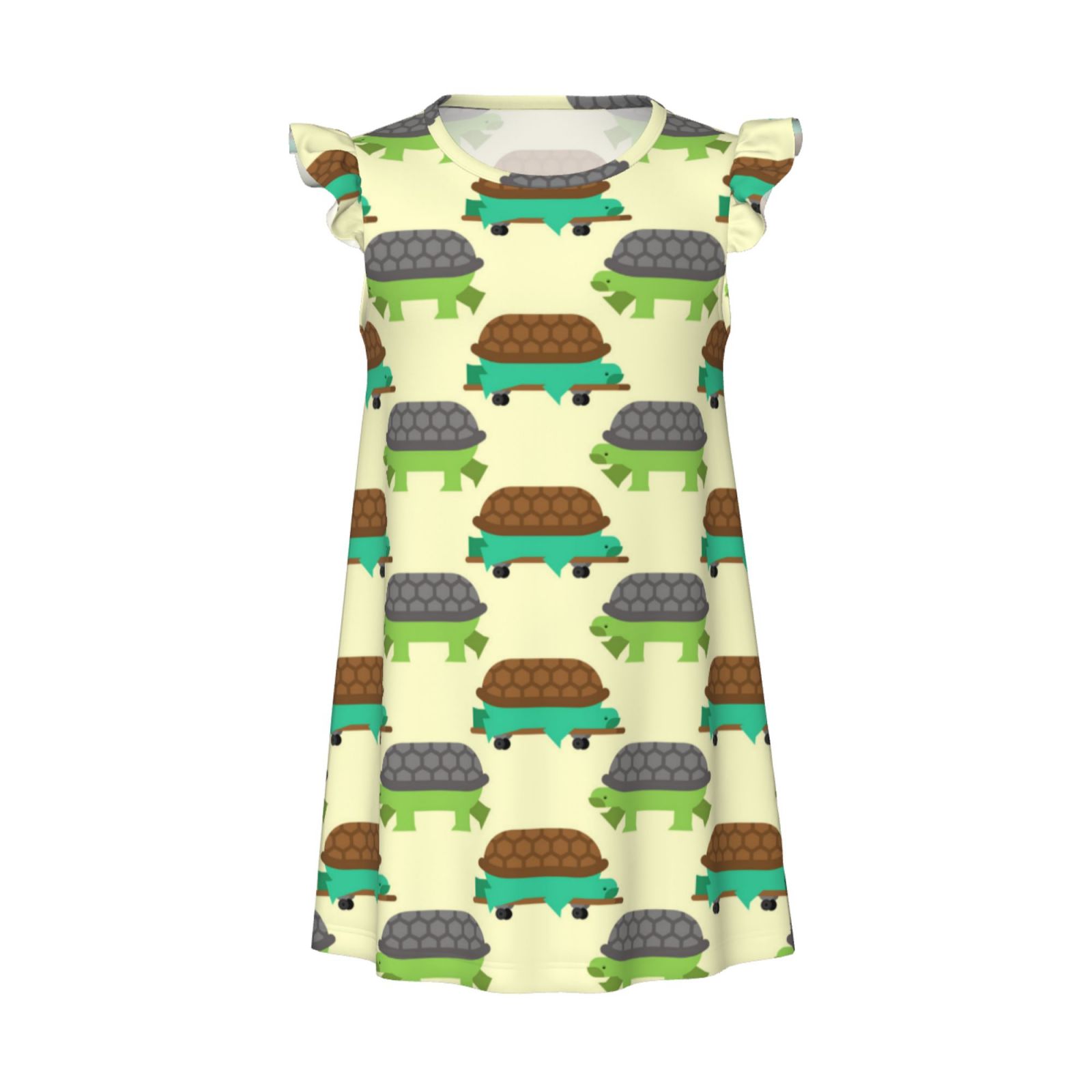Girls Nightgowns, Turtle On Skateboard Flutter Sleeve Pajamas ...