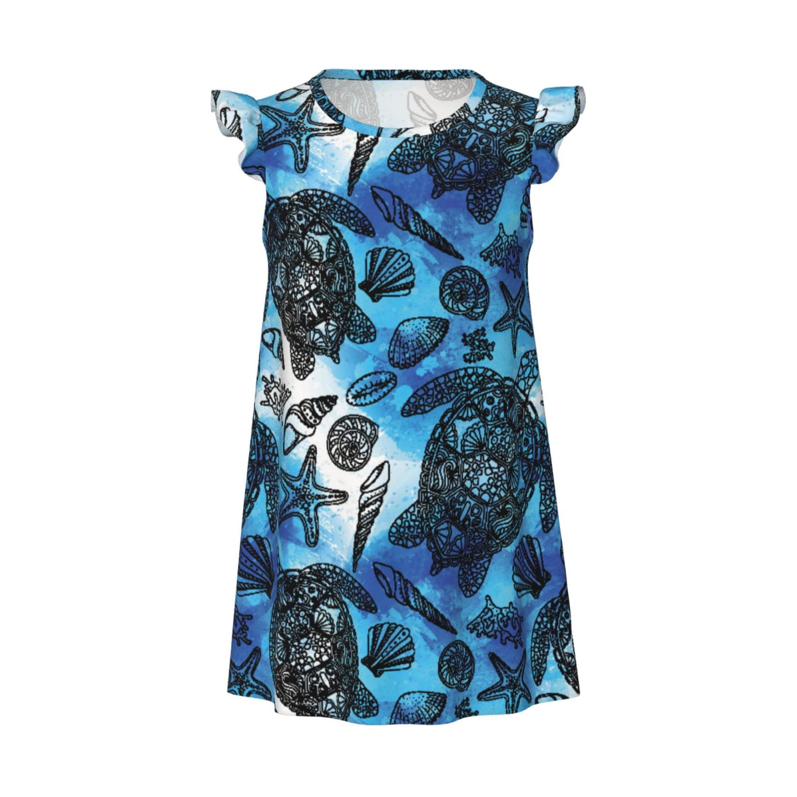 Girls Nightgowns - Turtle Shell Starfish Coral Soft Comfort Flutter ...