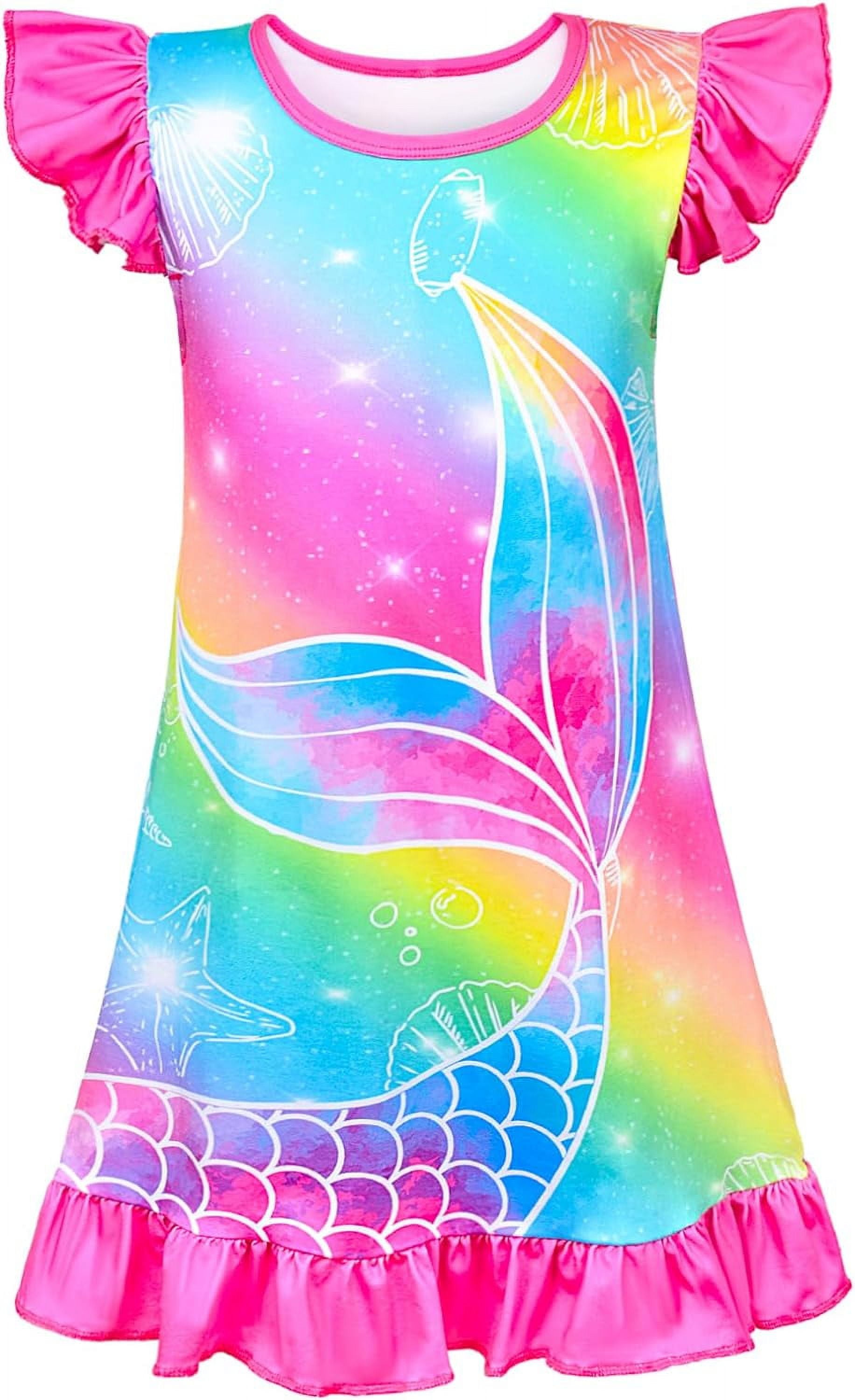 Girls Nightgowns Unicorn Sleepwear Night Sleep Dress Pajamas Little ...