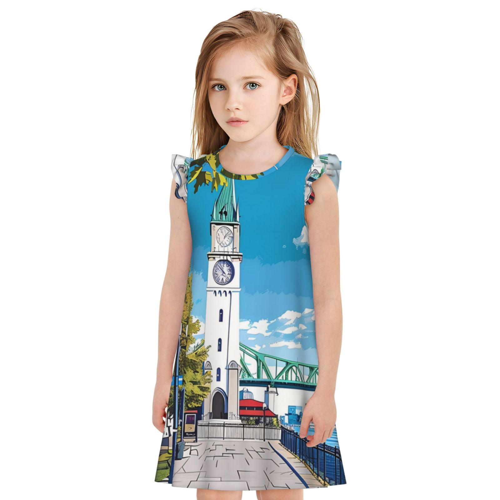 Girls Nightgowns - Urban Riverside Clock Tower Soft Comfort Flutter ...
