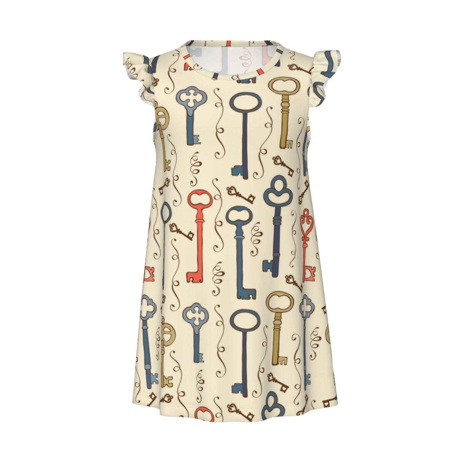 Girls Nightgowns, Vintage Keys1 Flutter Sleeve Pajamas Nightdress Sleepwear Toddler Pajamas for ...