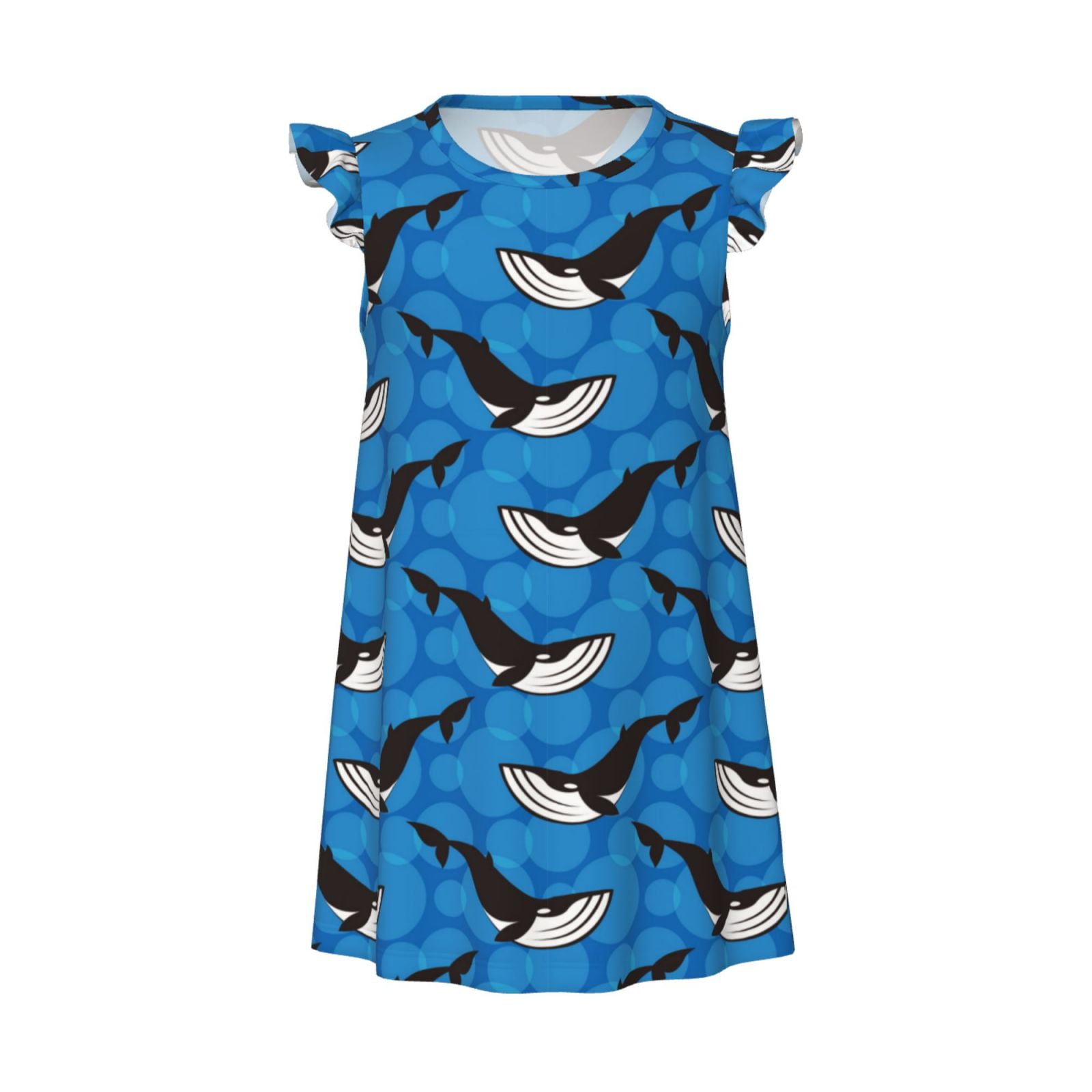 Girls Nightgowns, Whale And Sea Flutter Sleeve Pajamas Nightdress ...