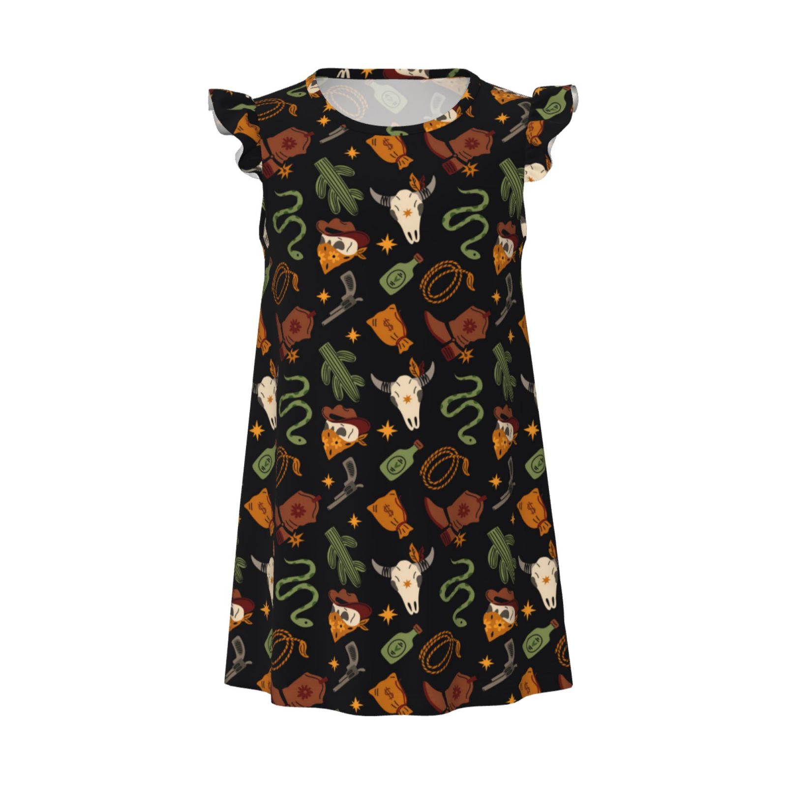 Girls Nightgowns - Wild West Cowboy Short Sleeves Princess Dress, Girls ...