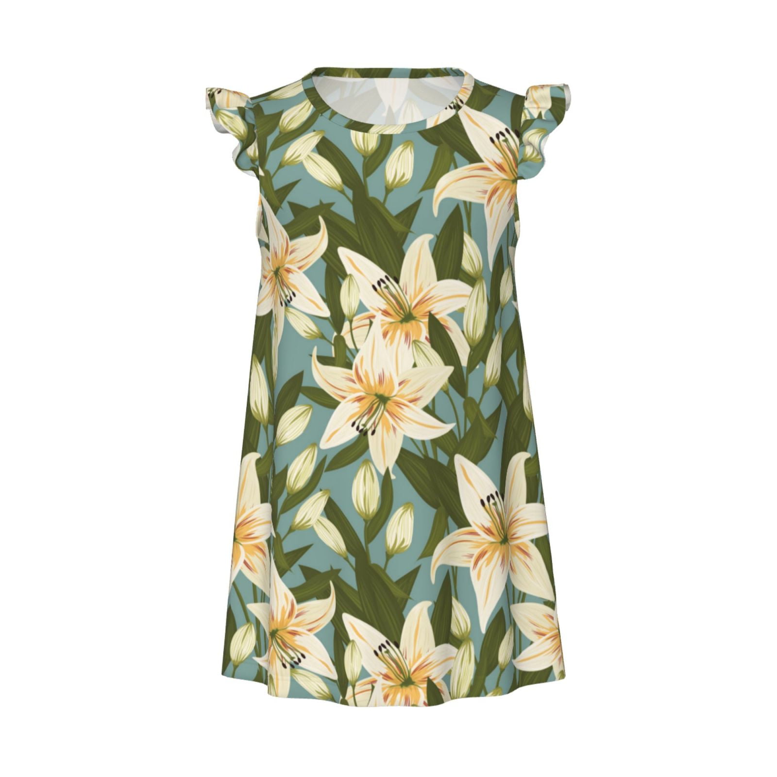 Girls Nightgowns - Yellow Red Lilies Flowers Soft Comfort Flutter ...