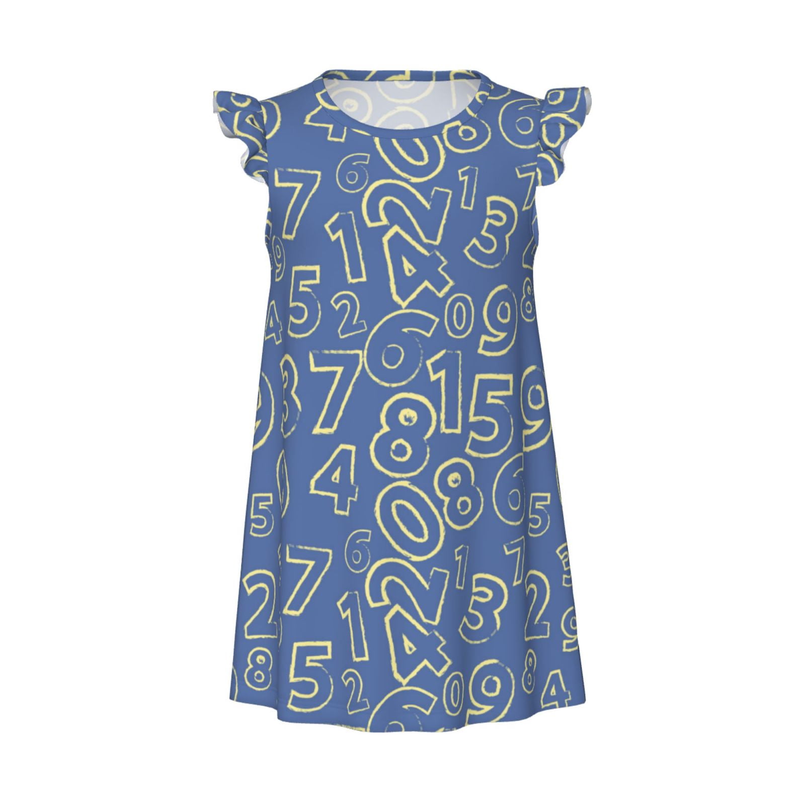 Girls Nightgowns, blue math number Flutter Sleeve Pajamas Nightdress ...
