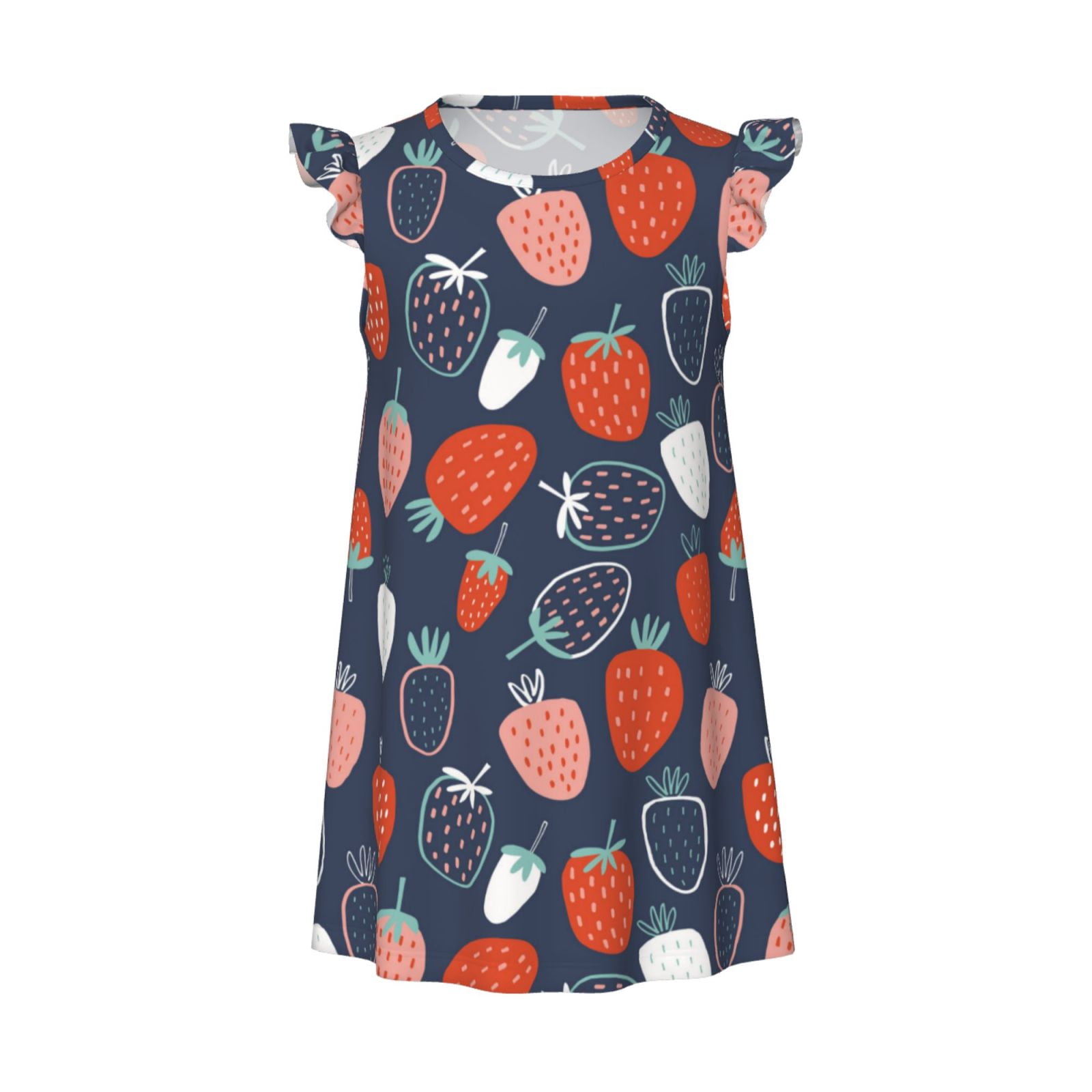 Girls Nightgowns - cartoon strawberry Soft Comfort Flutter Sleeves ...