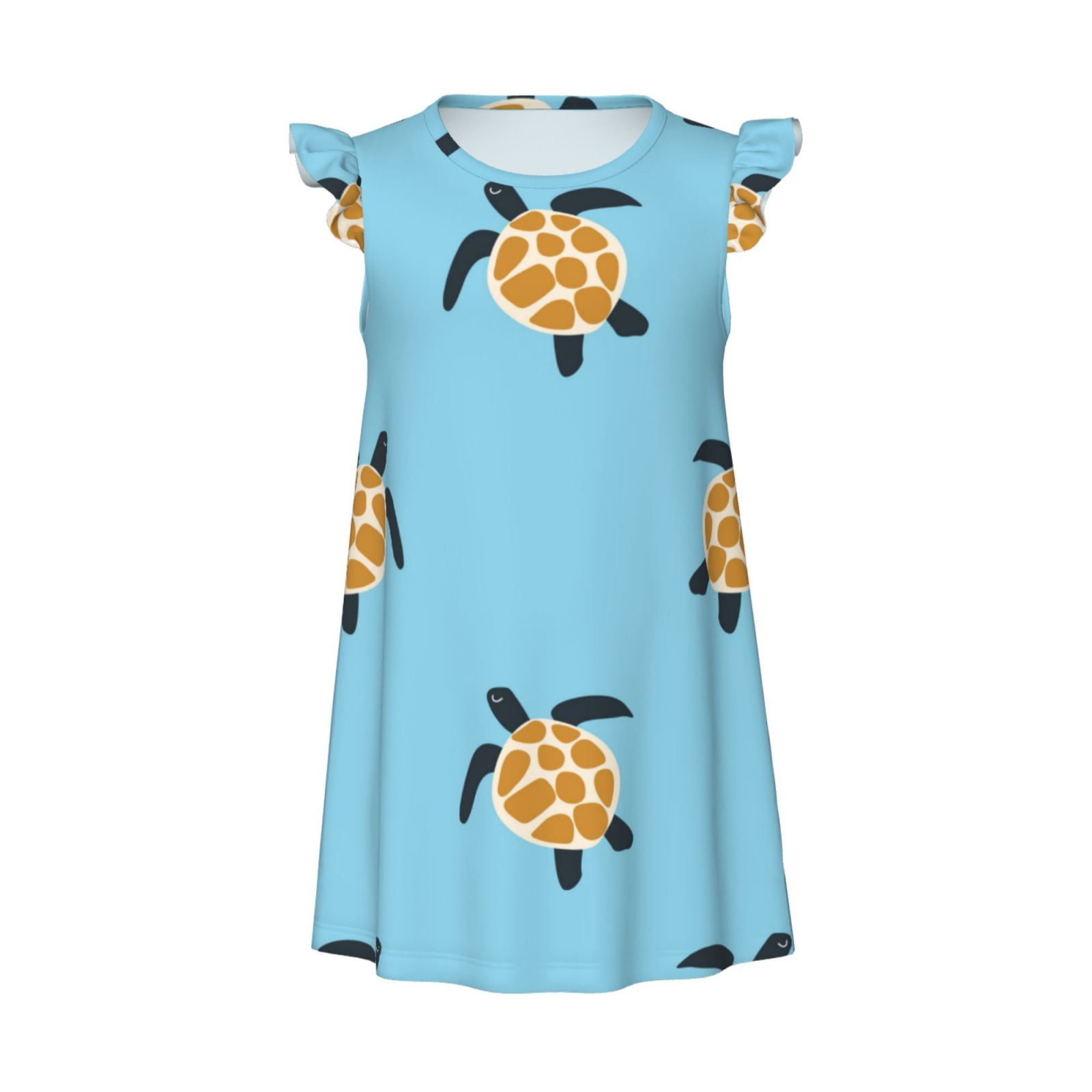 Girls Nightgowns - cartoon turtle Soft Comfort Flutter Sleeves Night ...