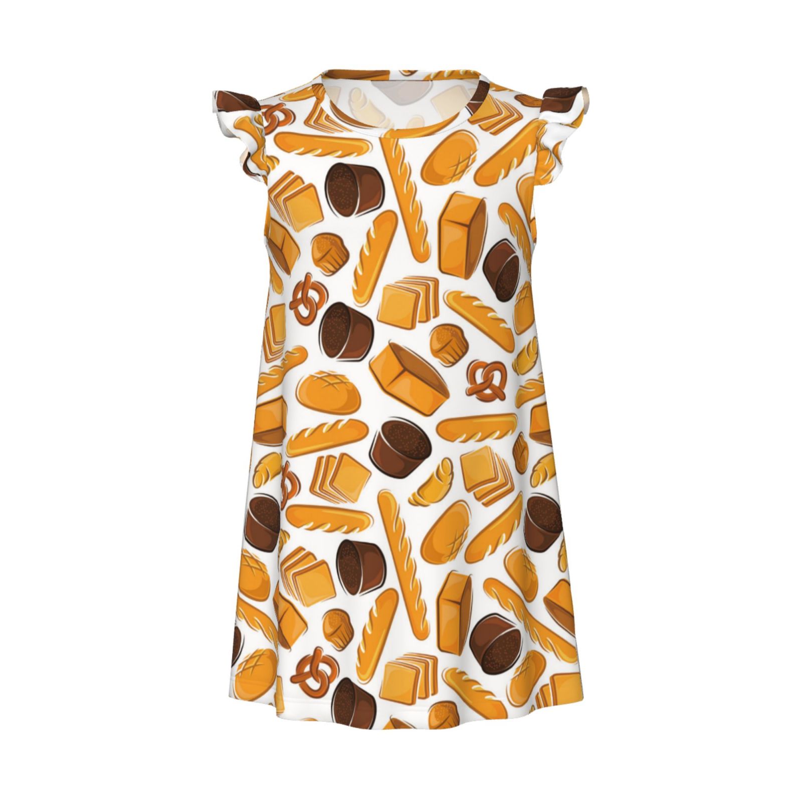 Girls Nightgowns, coffee bun hot dog Flutter Sleeve Pajamas Nightdress ...