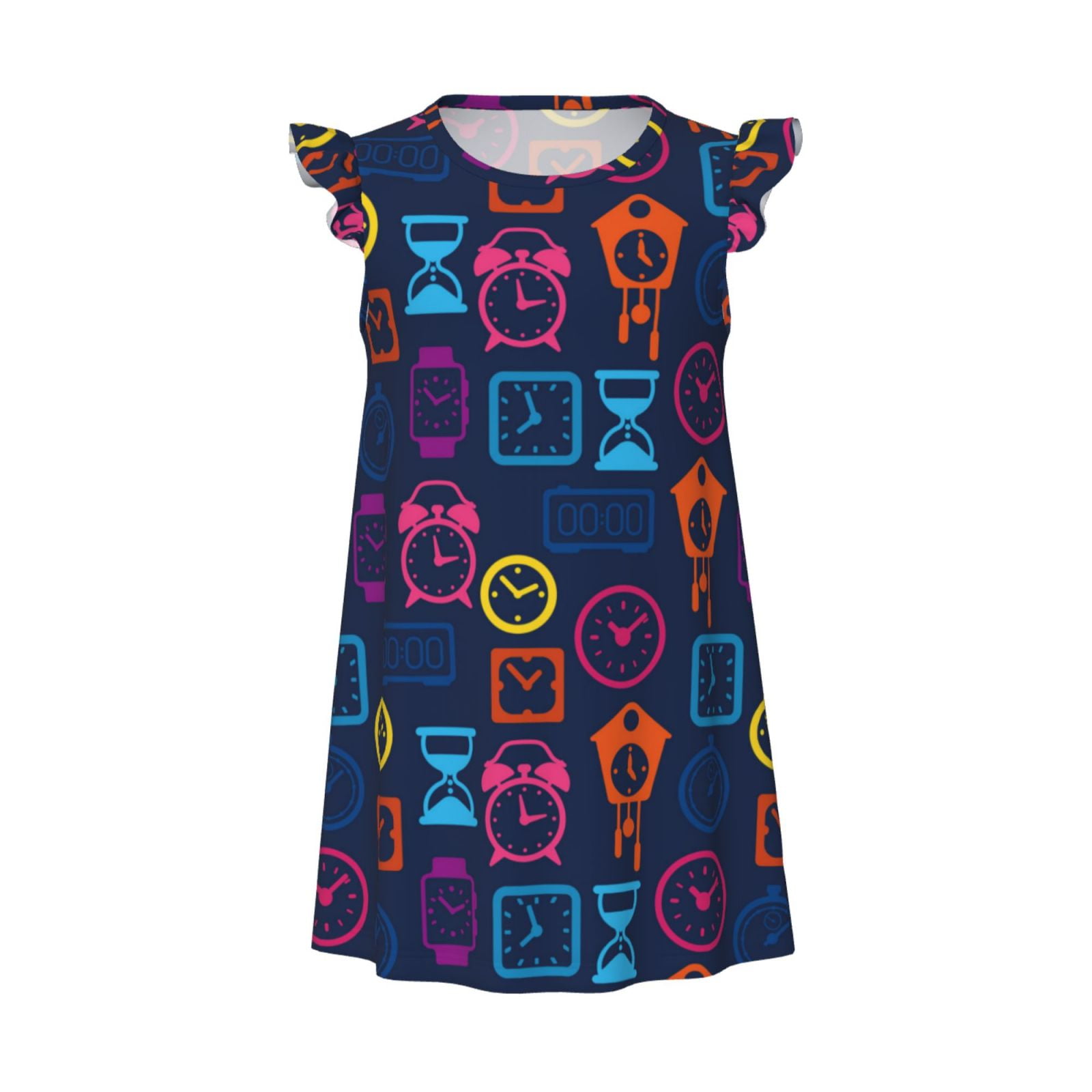 Girls Nightgowns - color clock Soft Comfort Flutter Sleeves Night Sleep ...