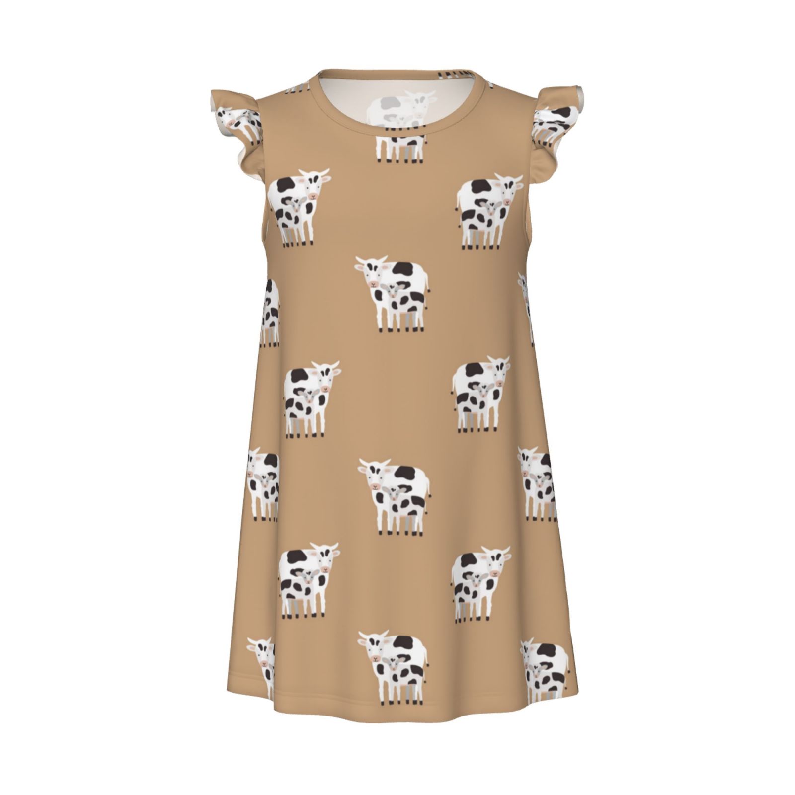 Girls Nightgowns, cow calf cute print Flutter Sleeve Pajamas Nightdress ...