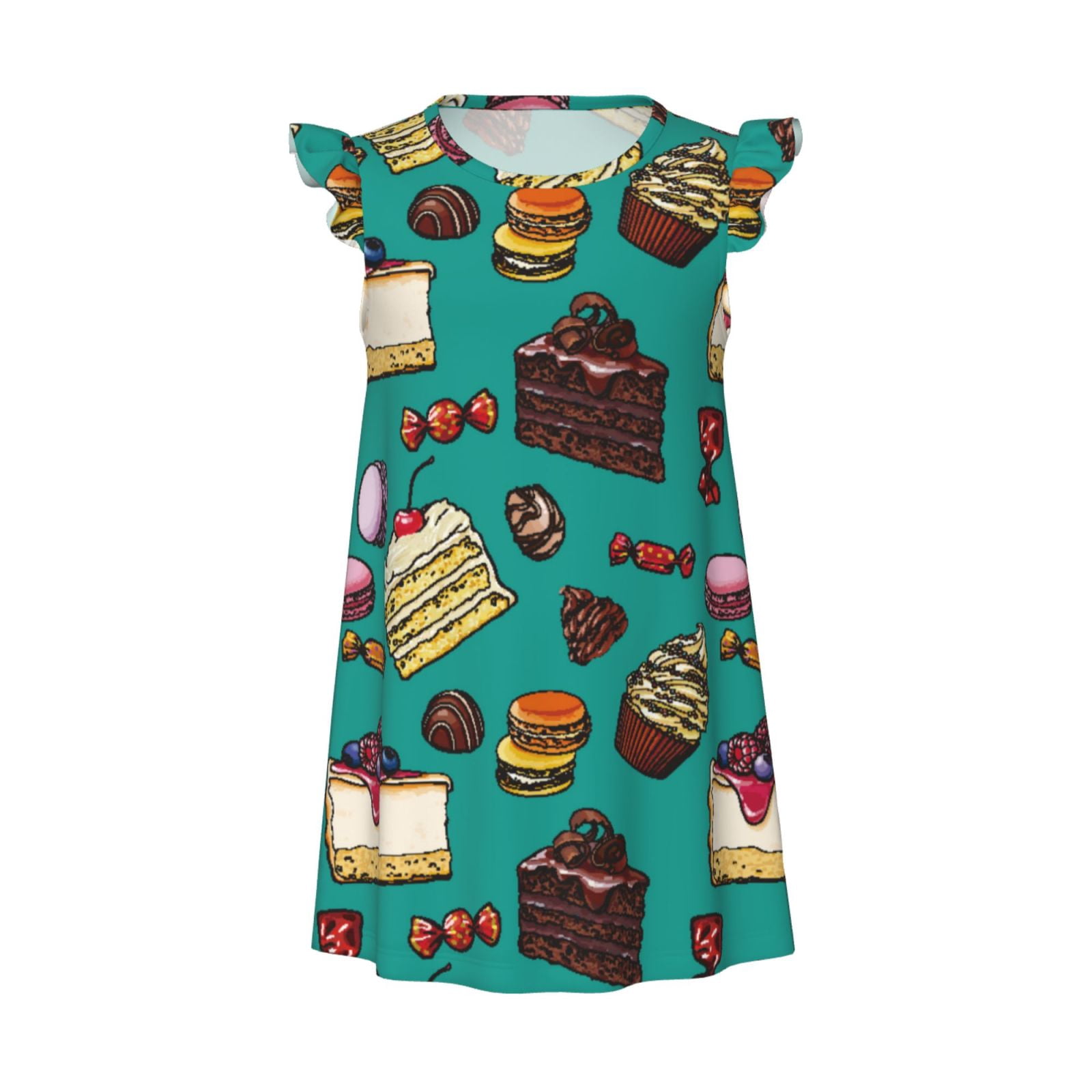 Girls Nightgowns - cute cake Soft Comfort Flutter Sleeves Night Sleep ...