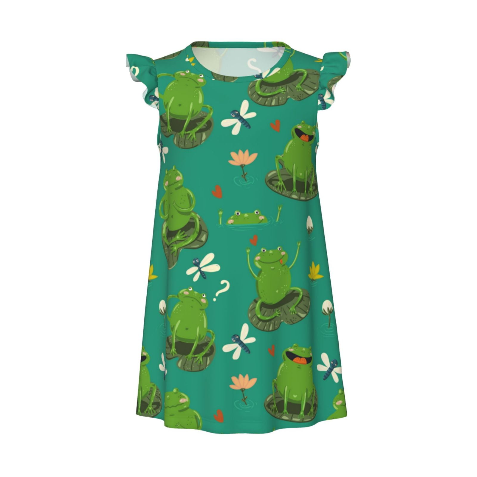 Girls Nightgowns - cute frogs dragonfly Lily green Short Sleeves ...