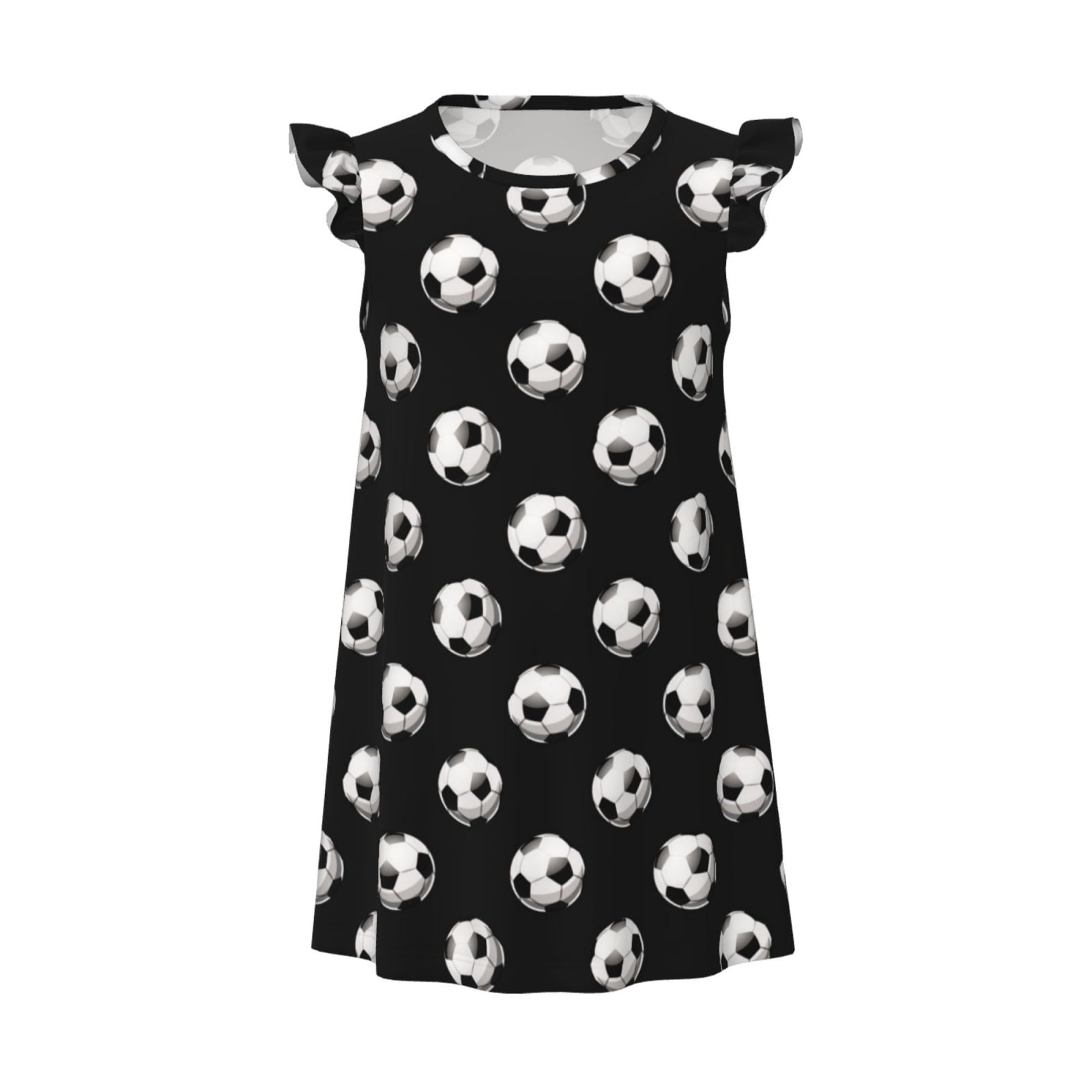 Girls Nightgowns - football soccer ball black Short Sleeves Pajamas ...