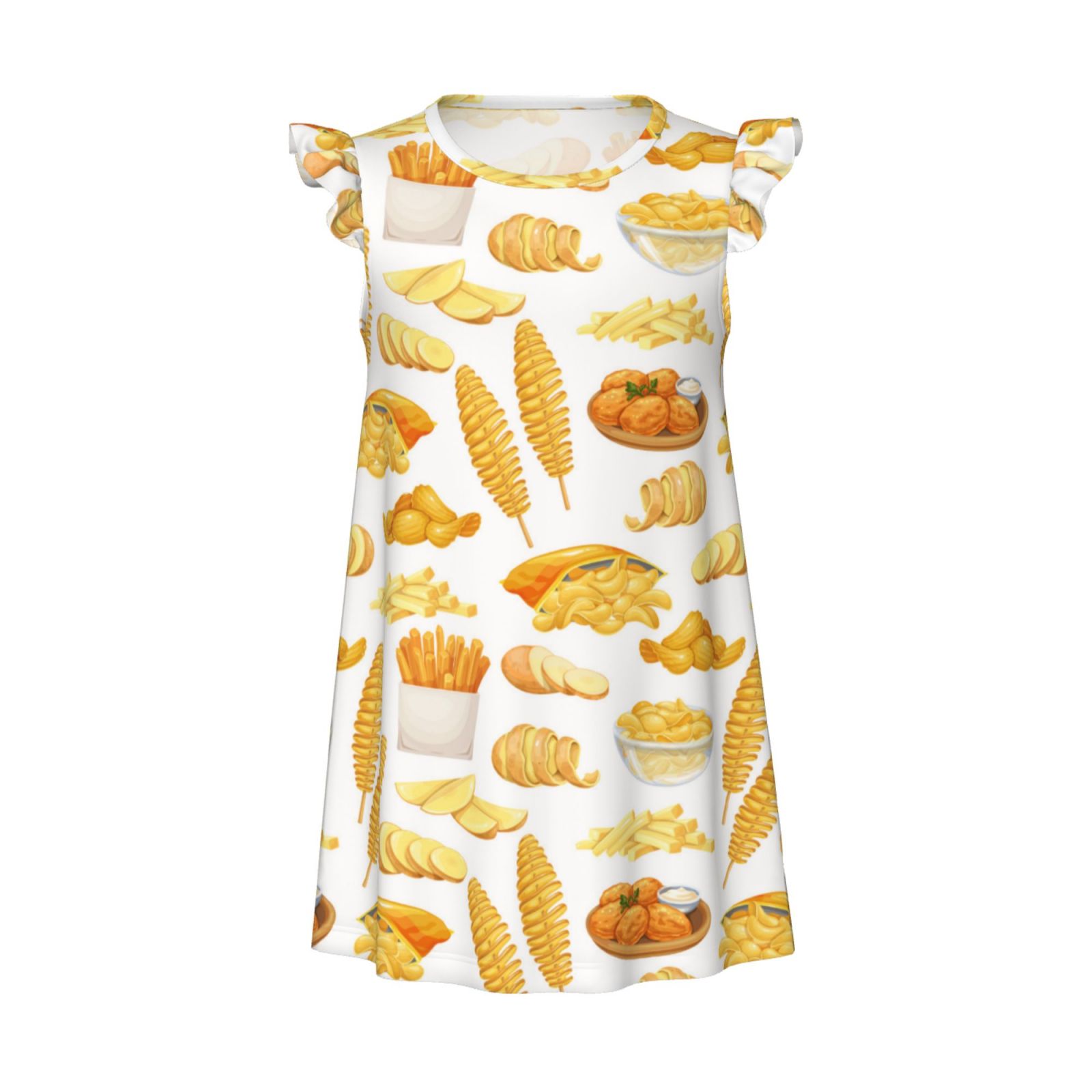 Girls Nightgowns - fries potato chips Soft Comfort Flutter Sleeves ...