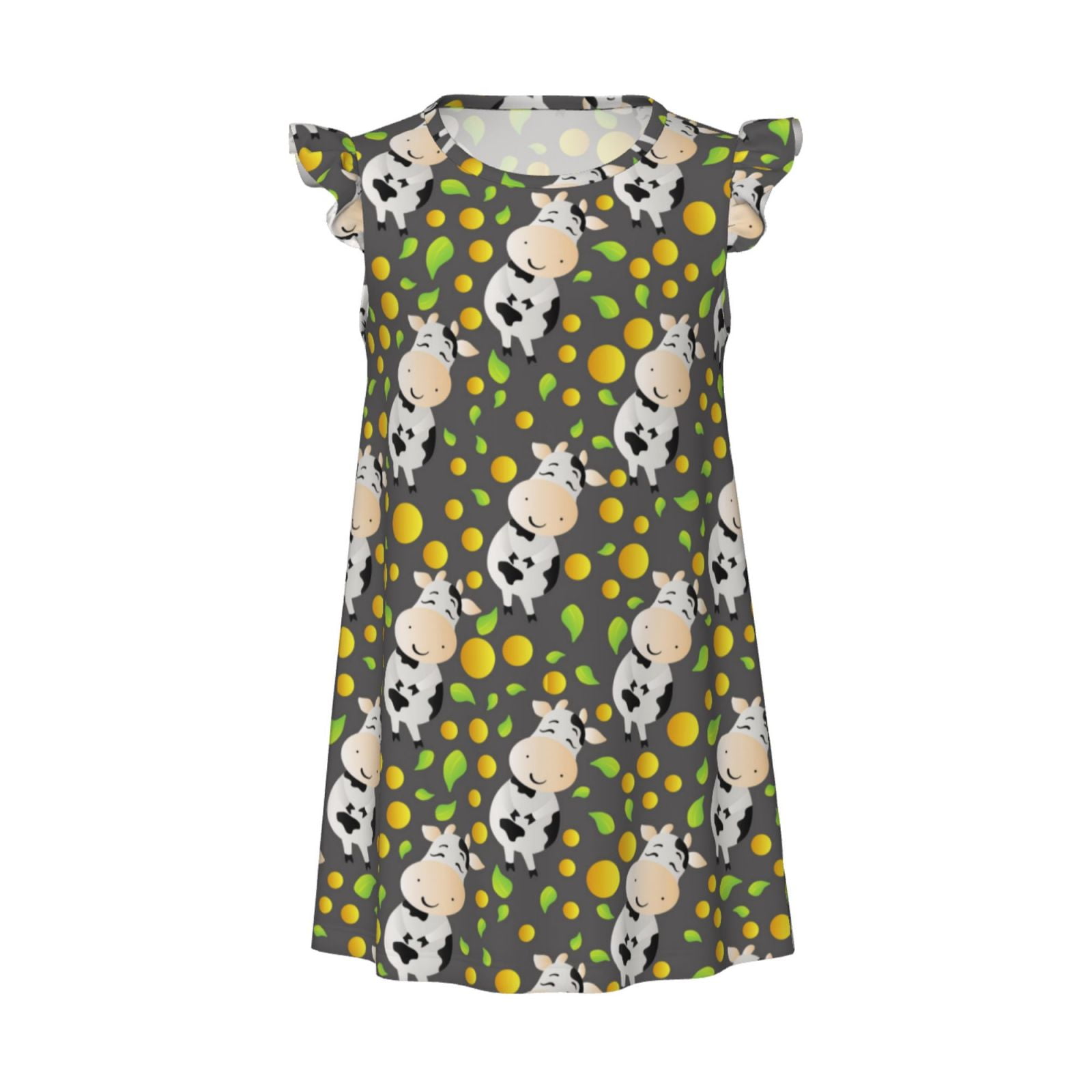 Girls Nightgowns - funny cartoon cute toy cow Short Sleeves Pajamas ...