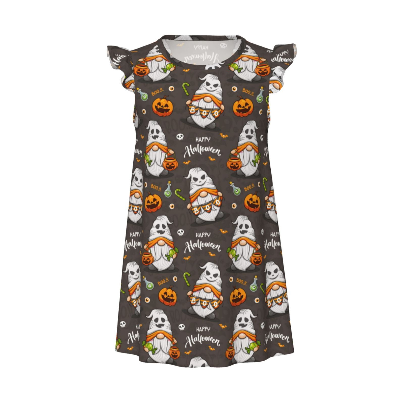 Girls Nightgowns - halloween ghost pumpkin Short Sleeves Pajamas Dress ...