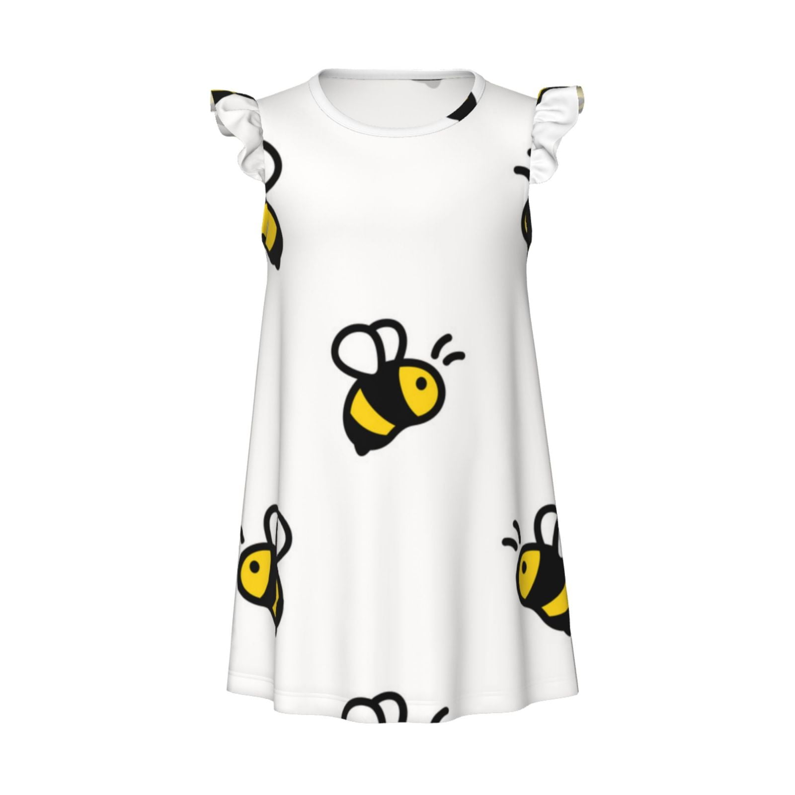 Girls Nightgowns, honey bee Flutter Sleeve Pajamas Nightdress Sleepwear ...