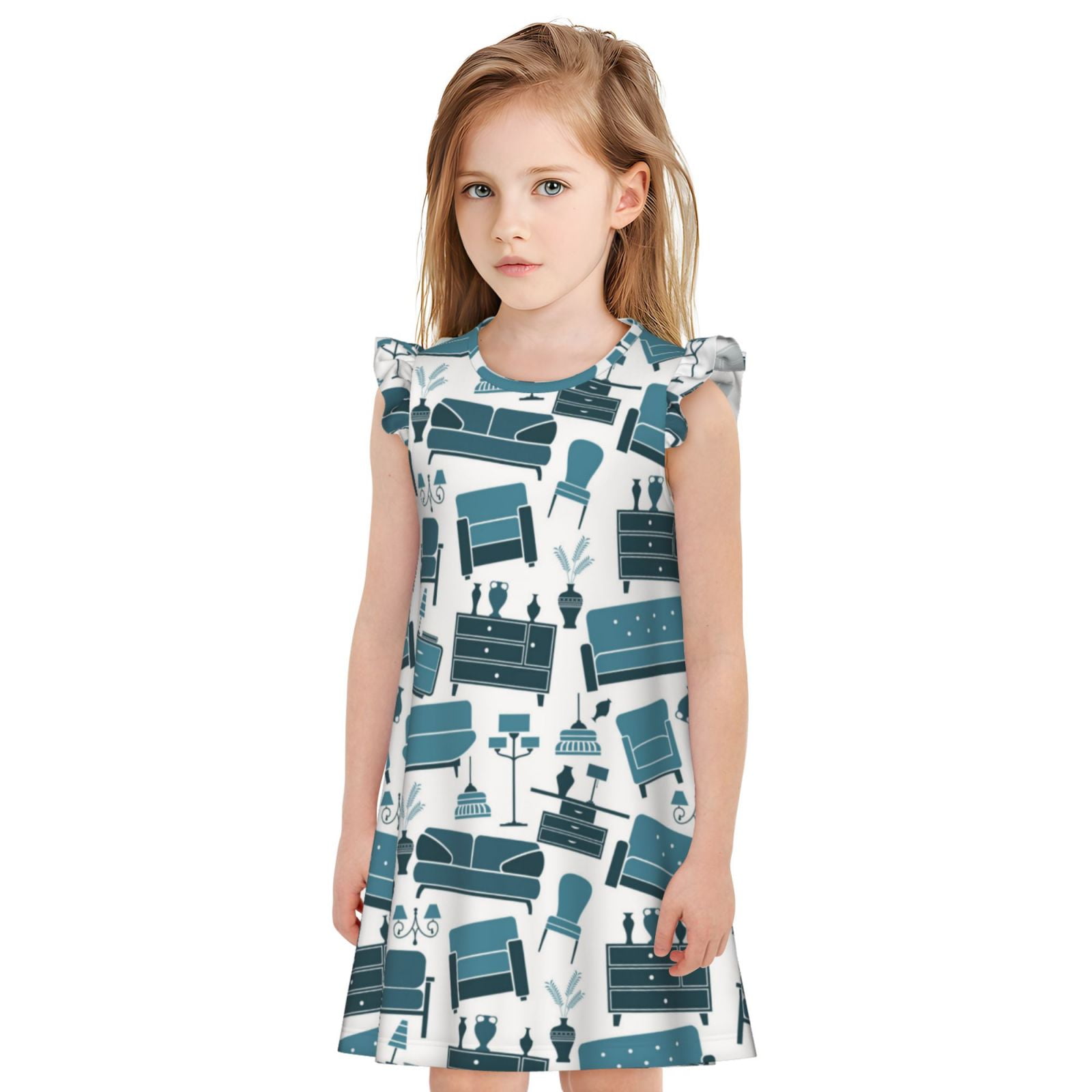 Girls Nightgowns - modern furniture Flutter Sleeves Sleepwear Night ...